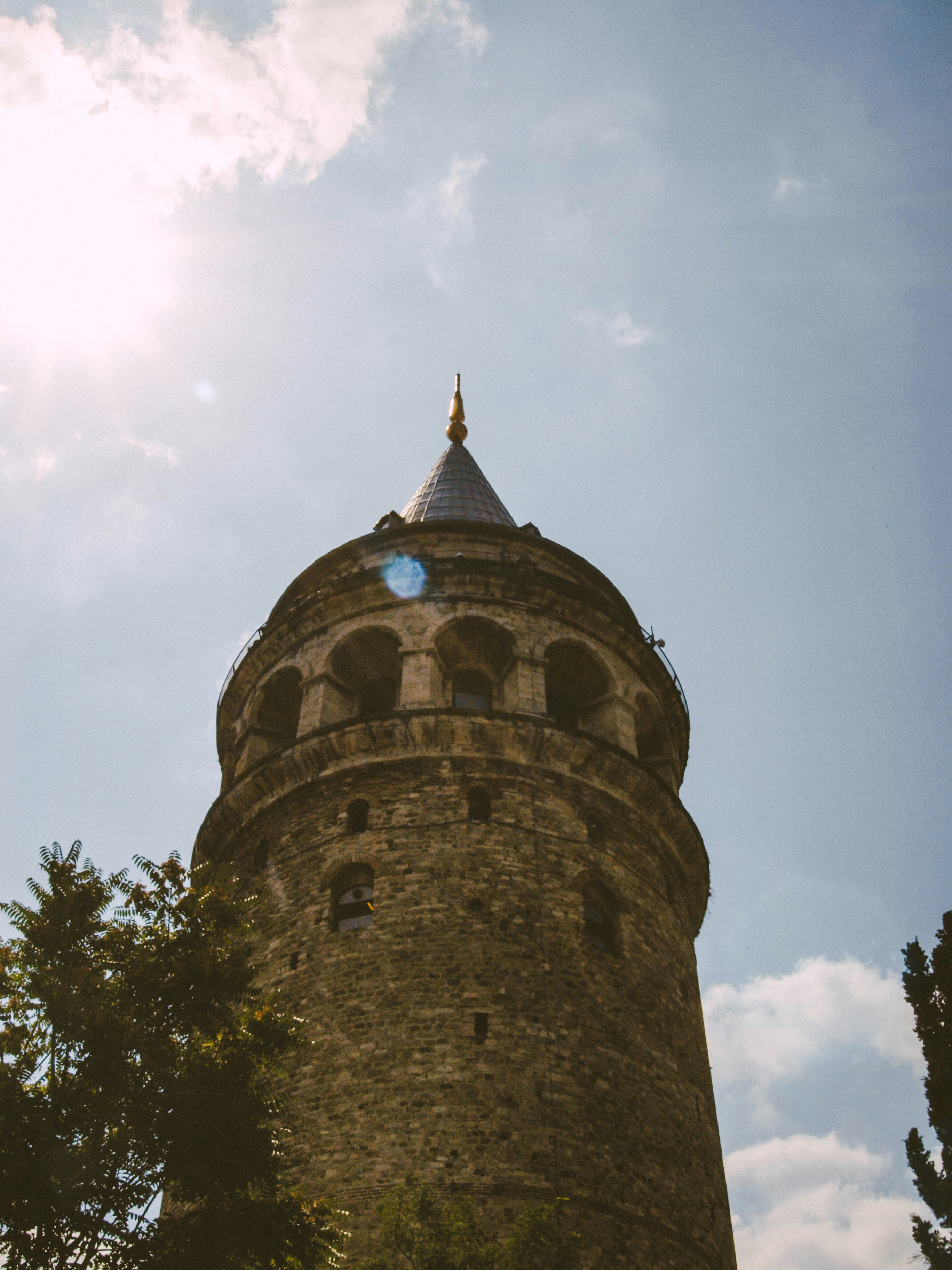 low angle brown tower
