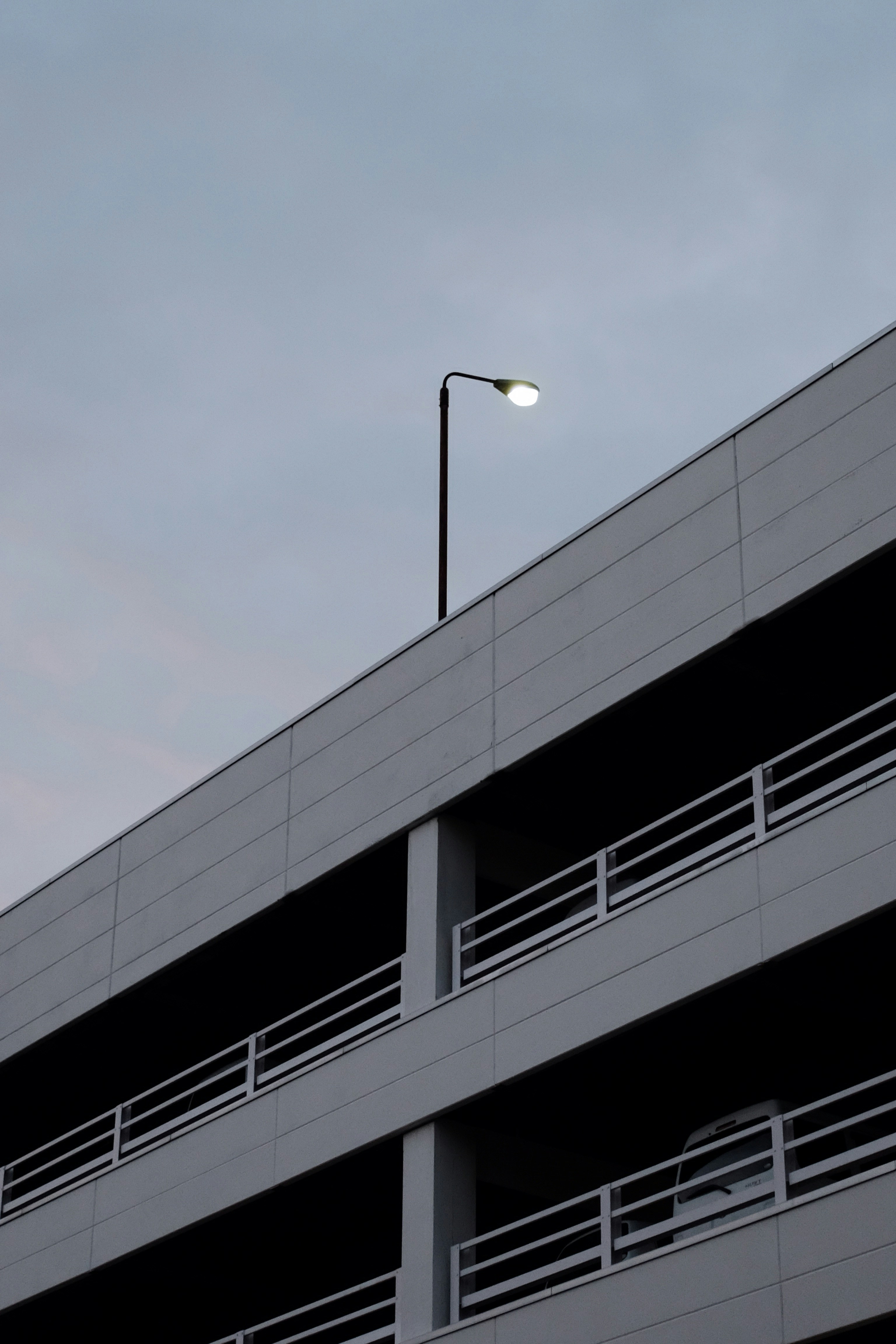 Edge Light Over a Modern Parking Deck at Dusk