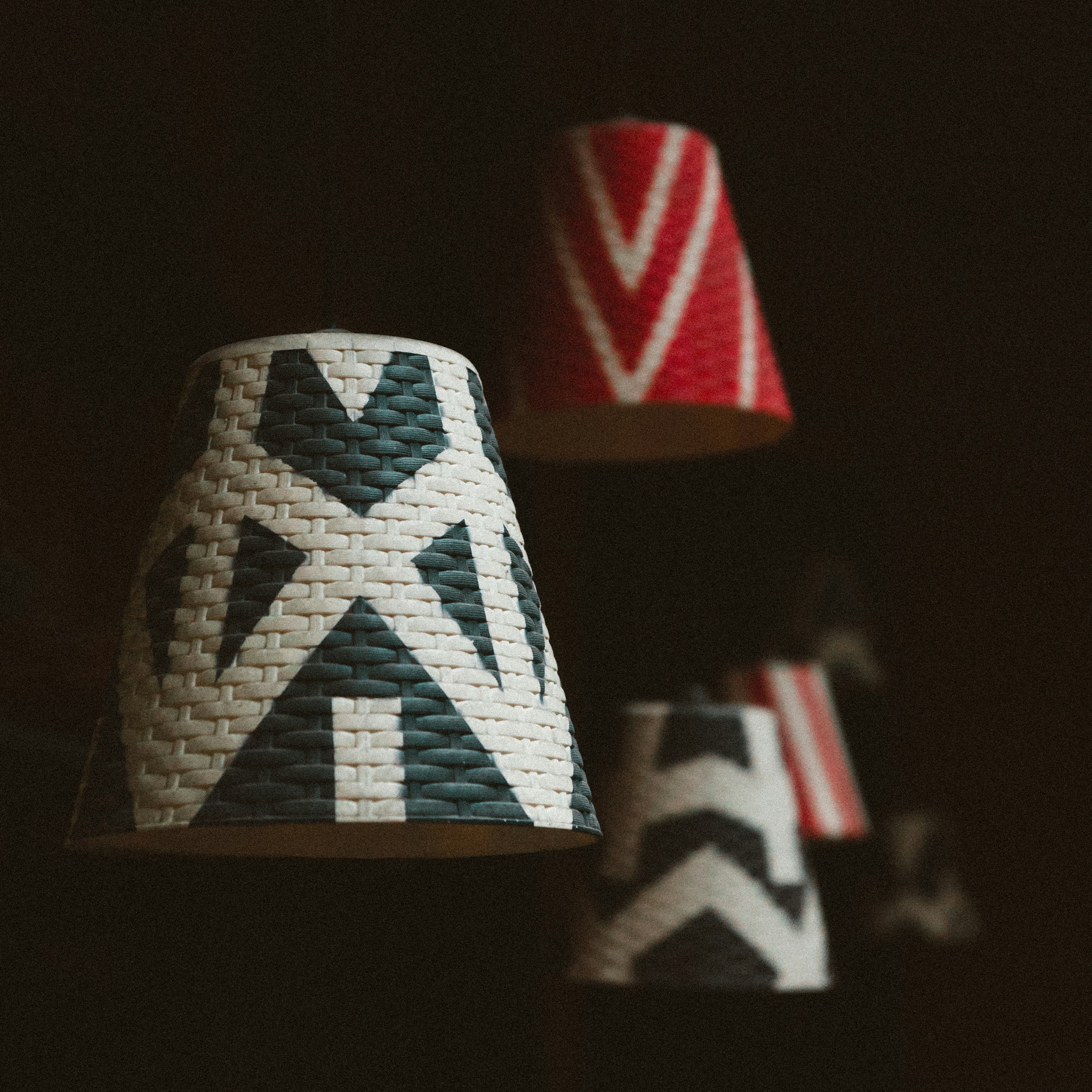 Patterns of Light in Low Light: Woven Pendant Lamps
