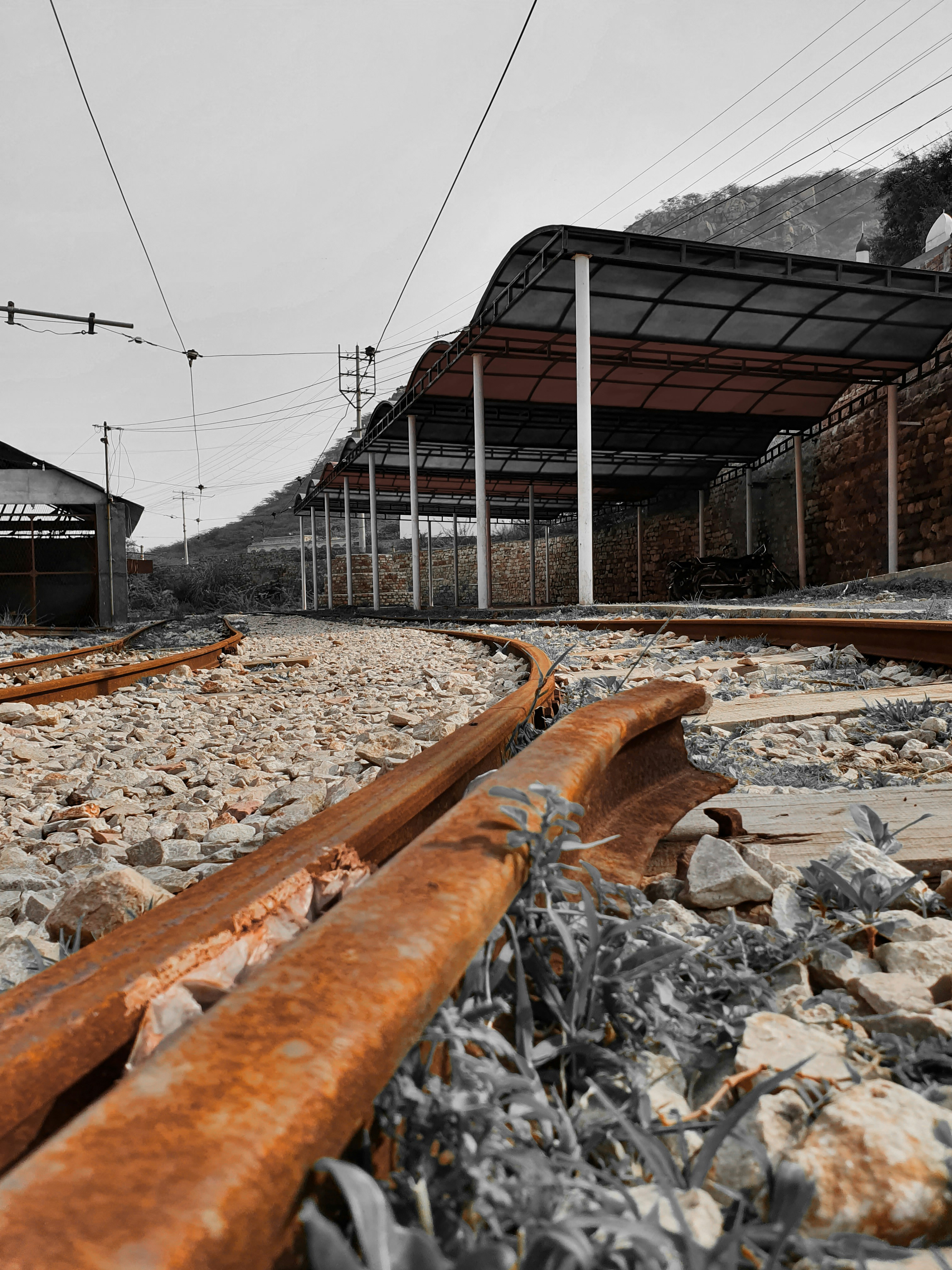 Rusted Rails toward a Distant Shelter