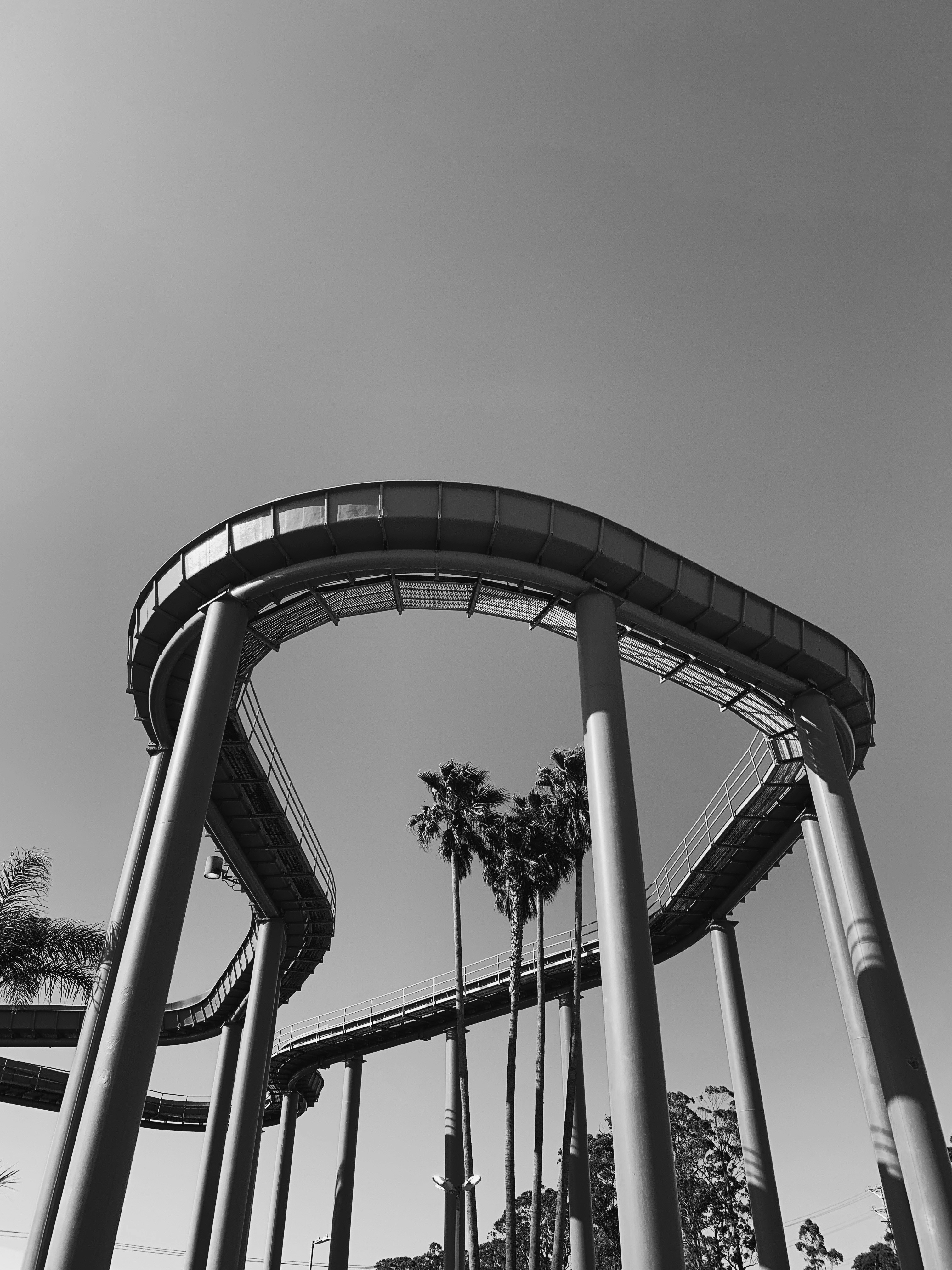 grayscale photography of of amusement ride