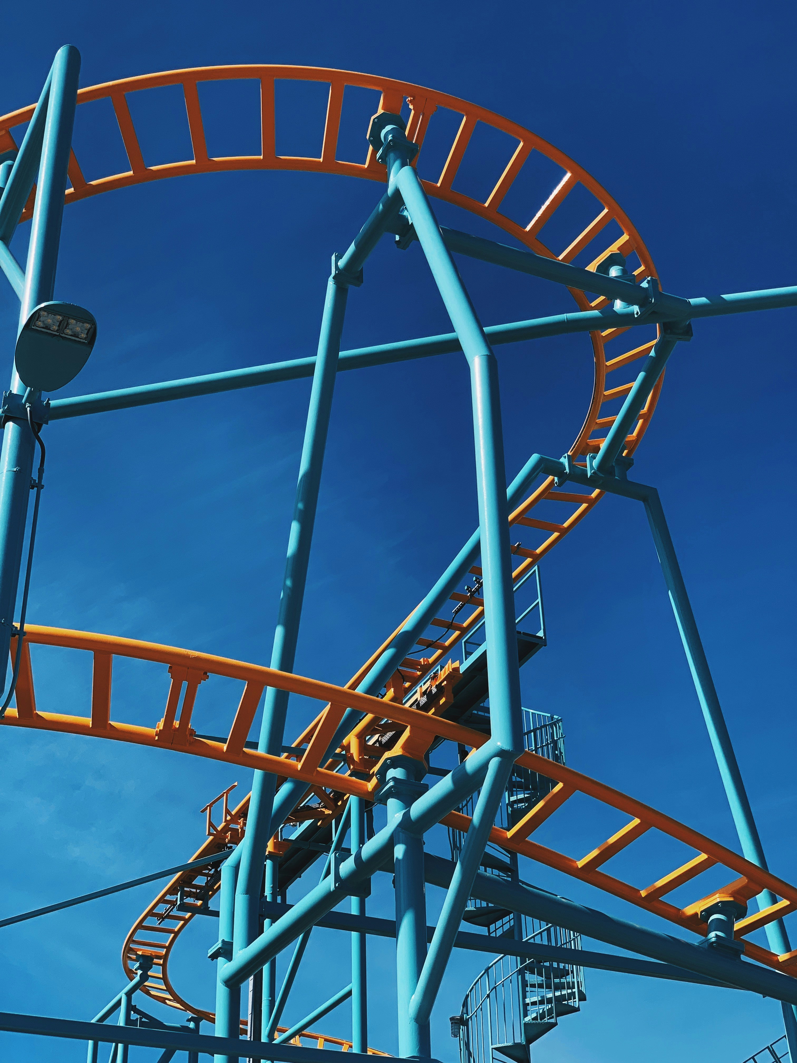 Blue and orange amusement ride during daytime photo – Free Blue Image ...