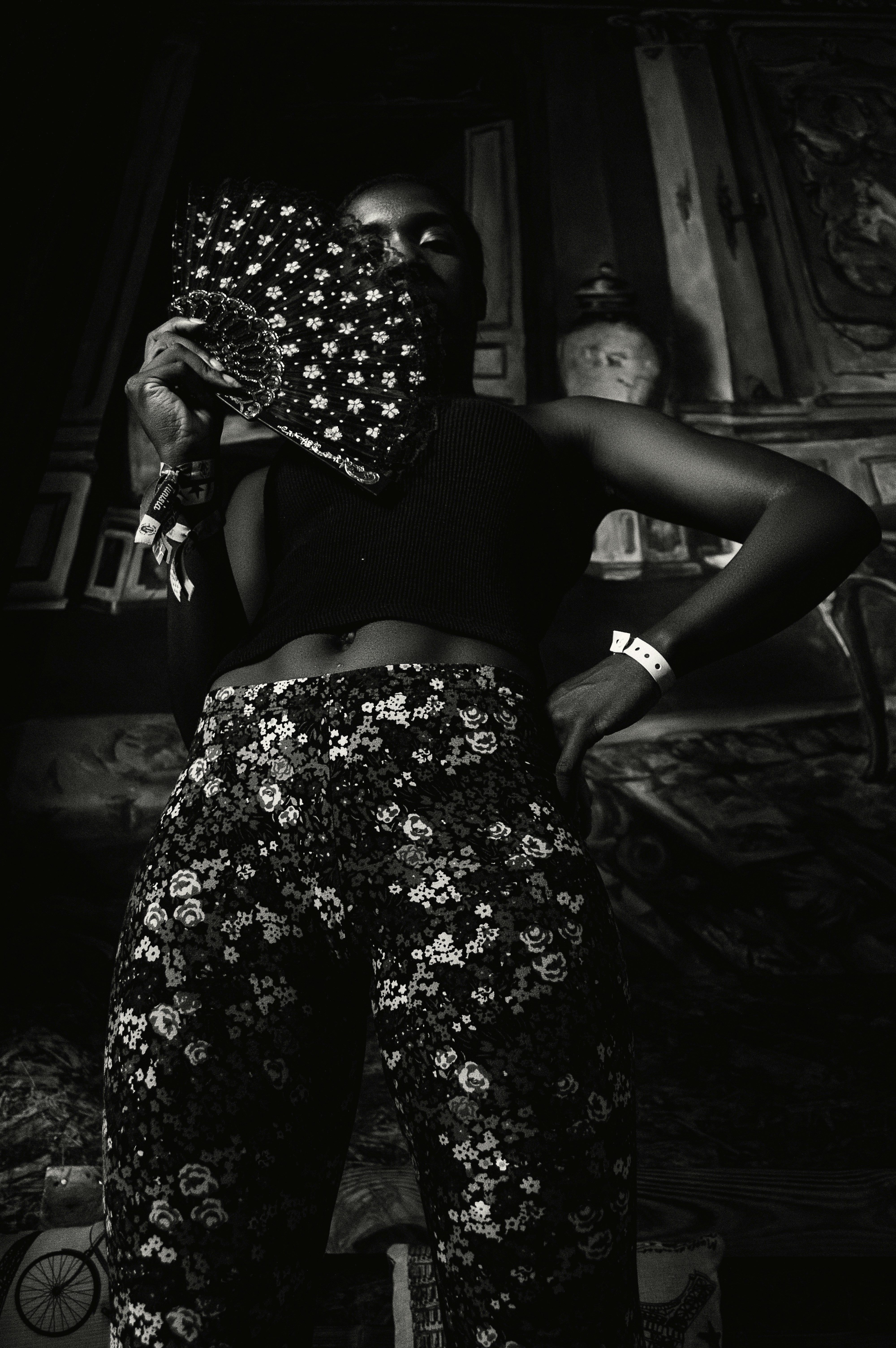 Shadowed Grace: A floral silhouette in monochrome mystery
