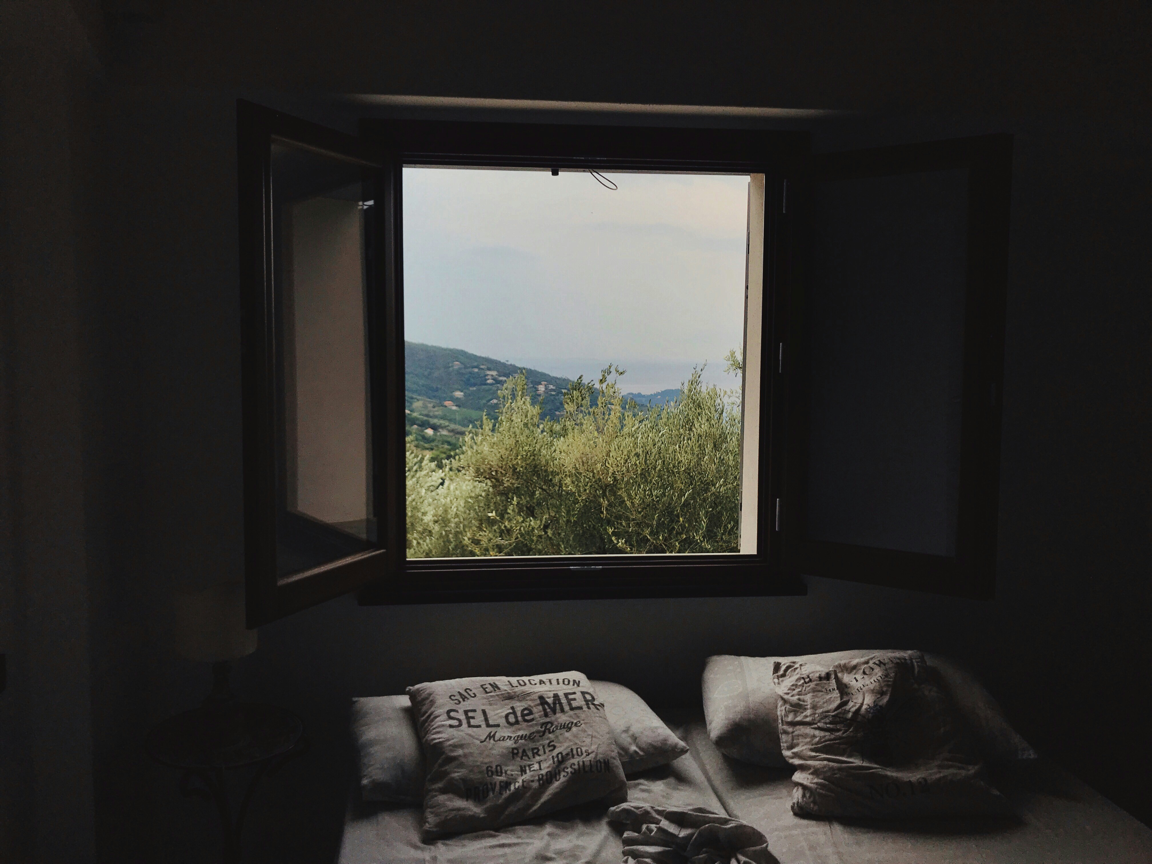 View of green trees from an open window photo – Free Liguria Image on ...