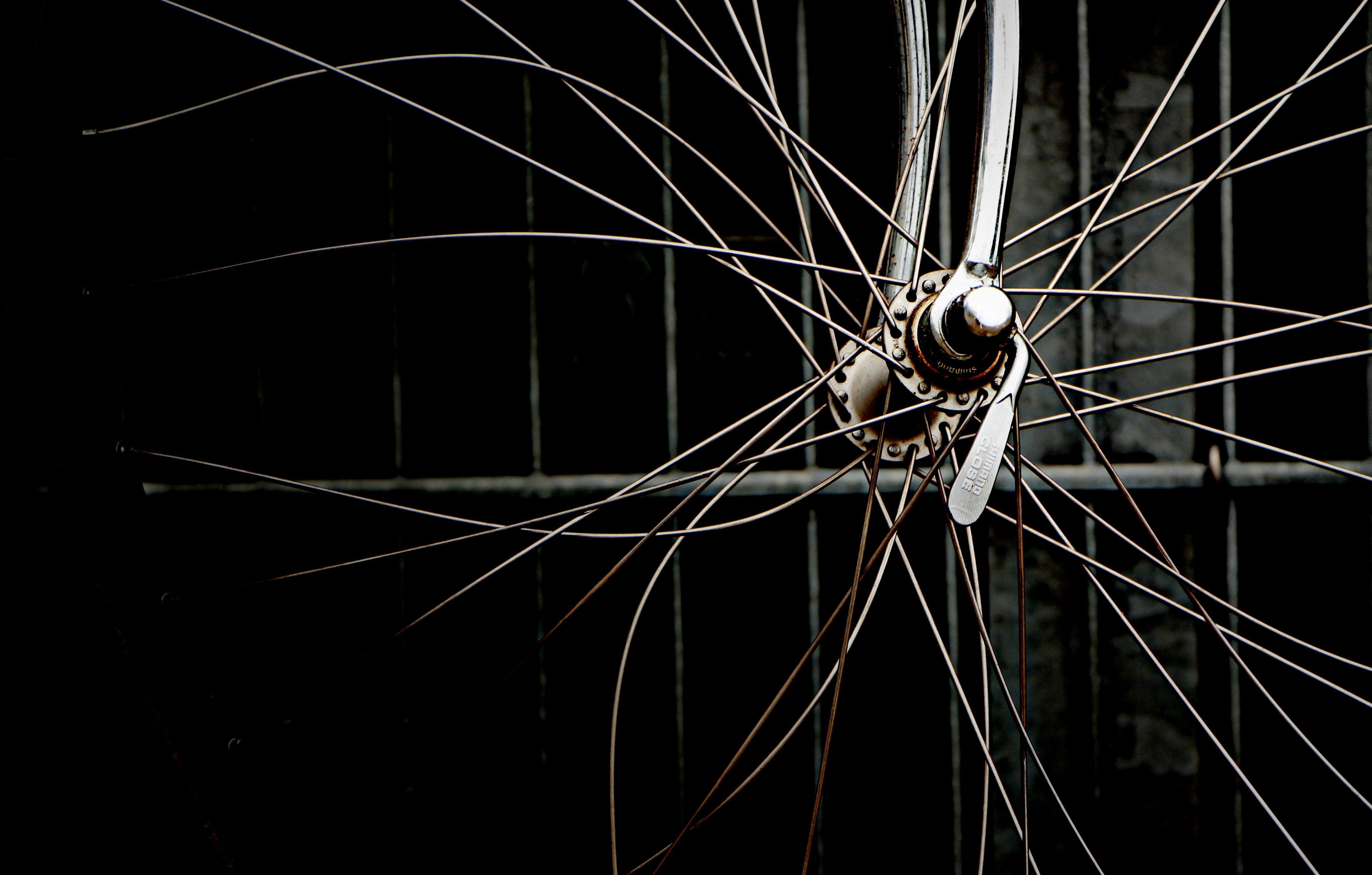 Radial Geometry in Darkness: Close-Up of a Spoked Hub