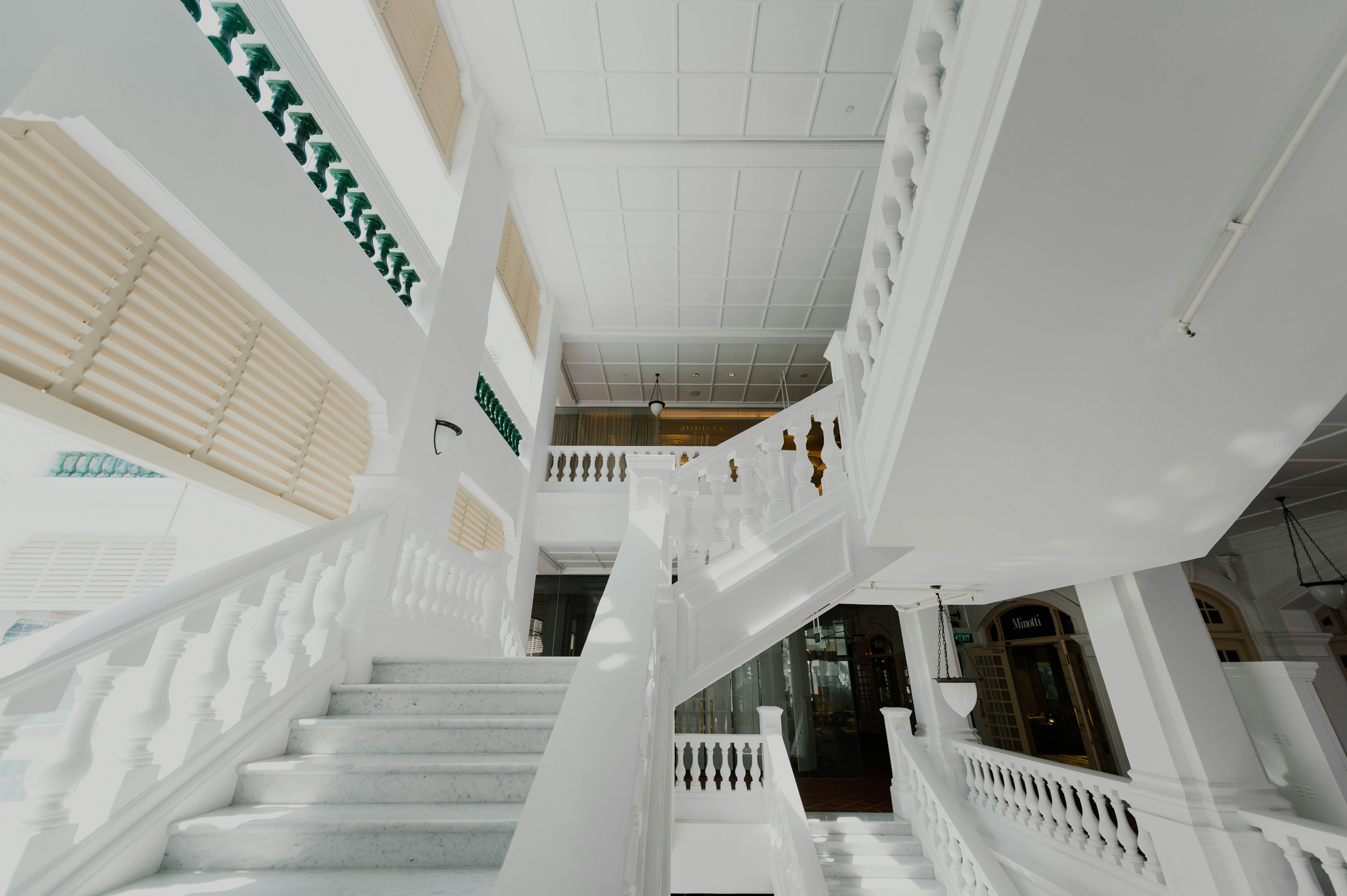 White concrete stairs of inside building view photo – Free Banister ...