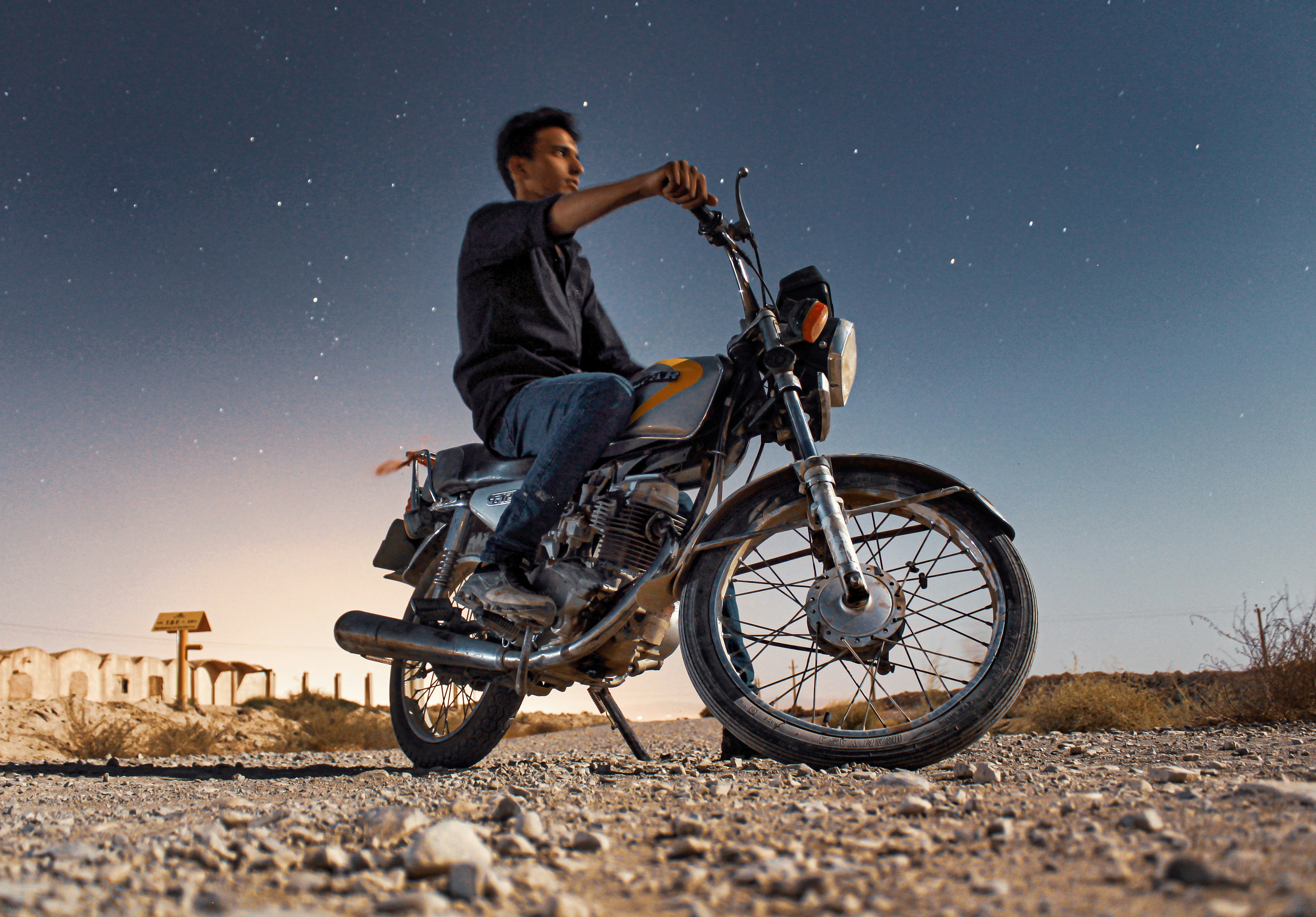 Moonlit Mechanical Rider: A Solo Night Ride Under Silent Stars