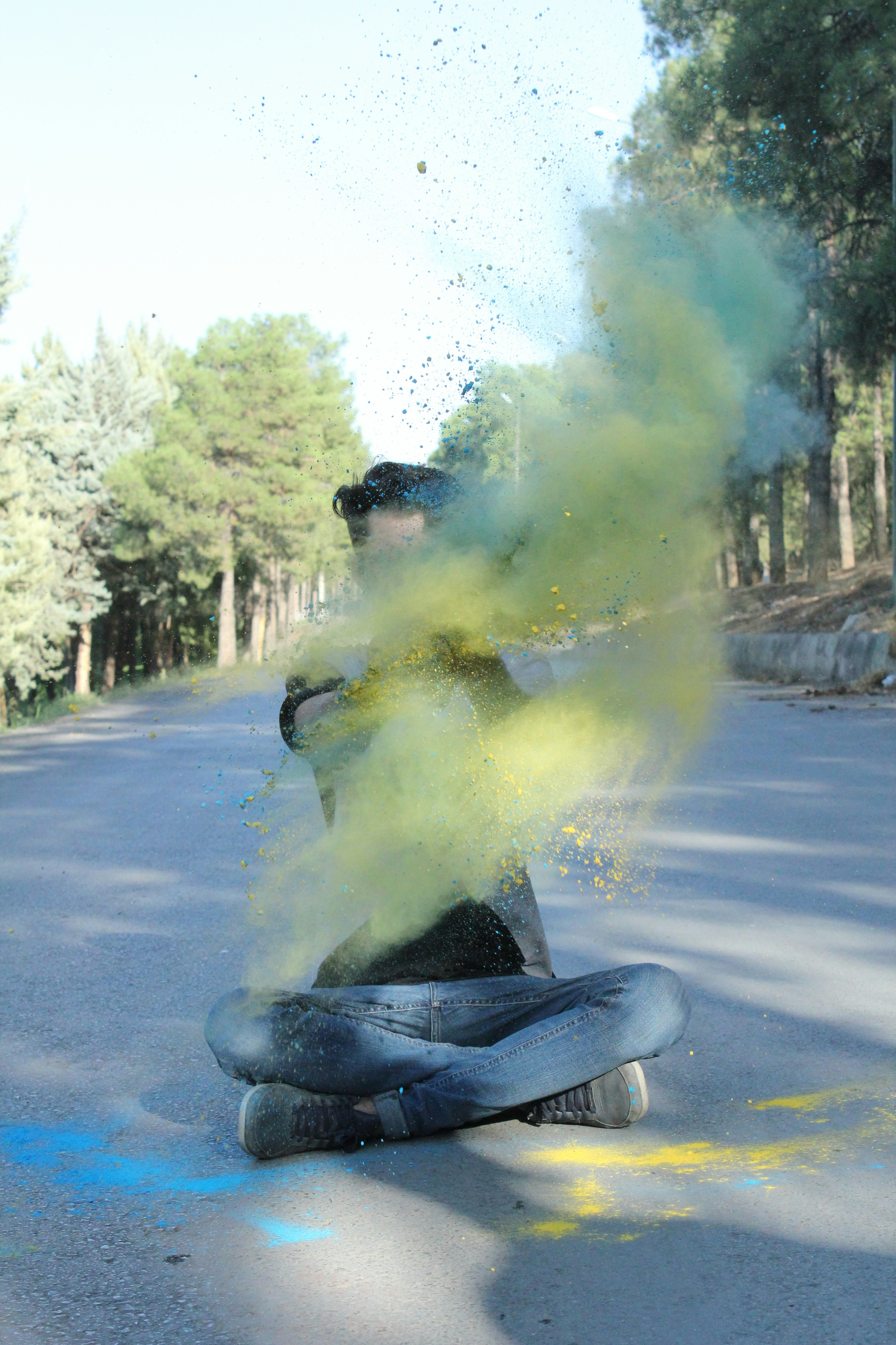 Powder Cloud on an Empty Forest Road: A Portrait in Color