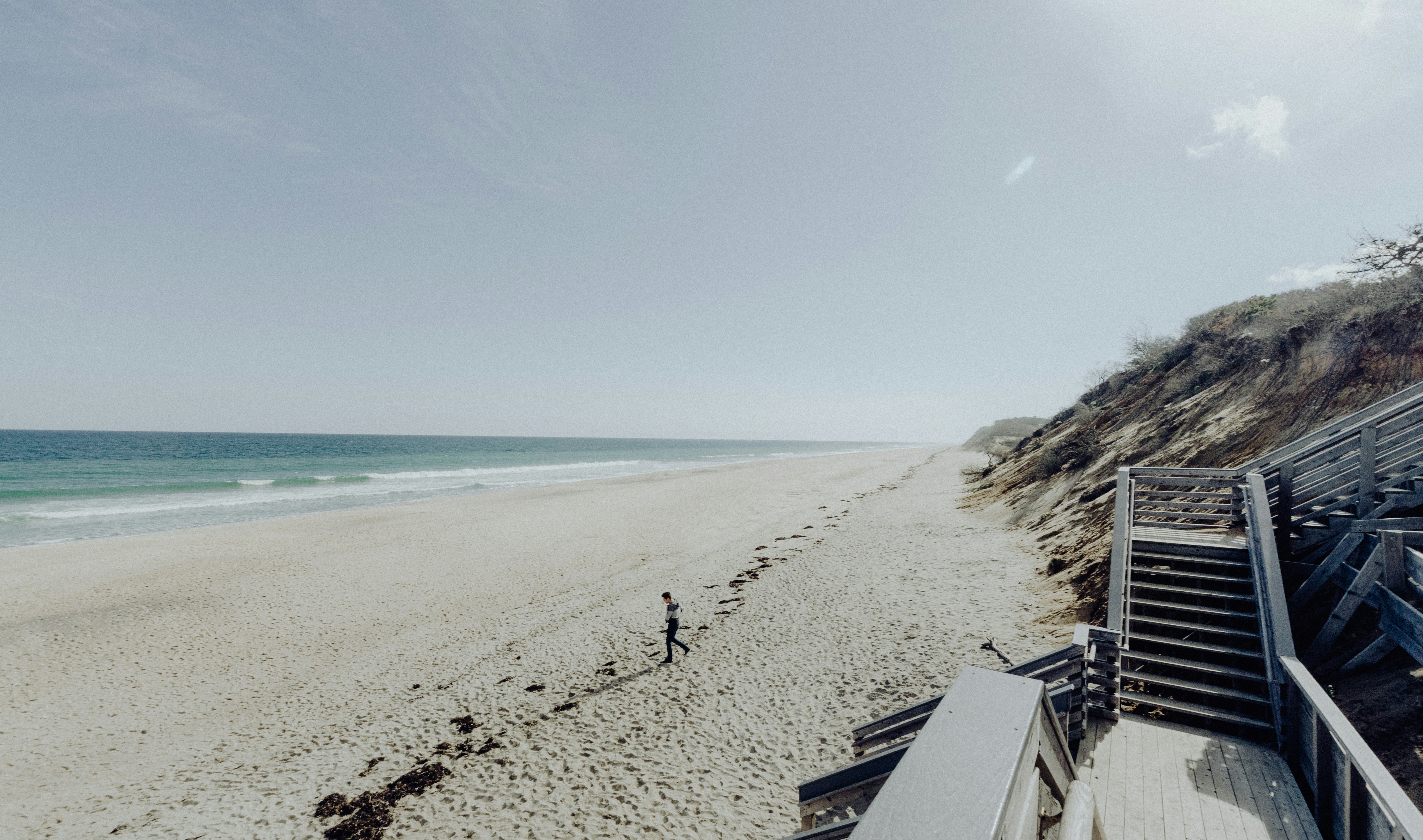 Bright autumn beach on Cape Cod with dunes