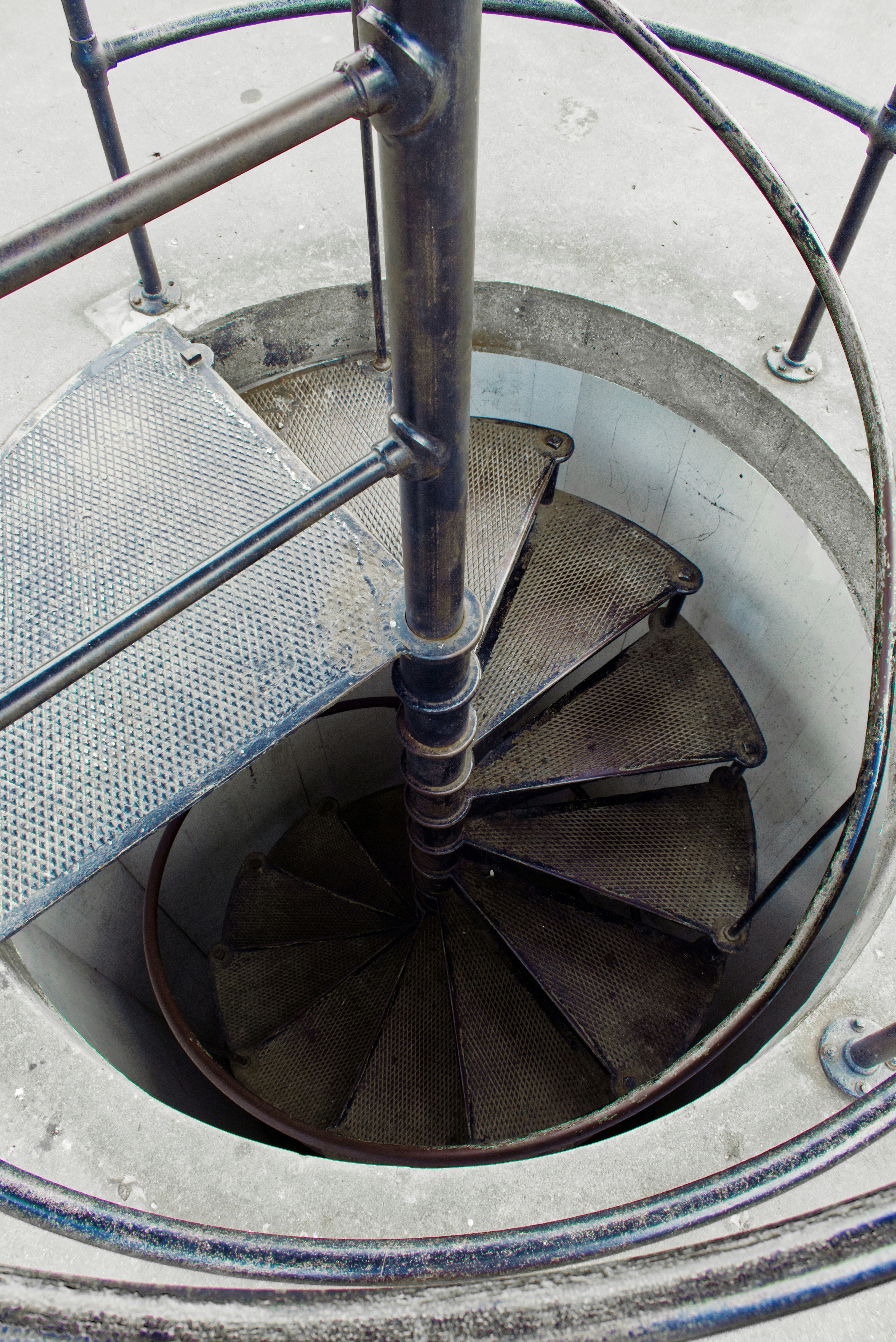 black metal spiral stairs