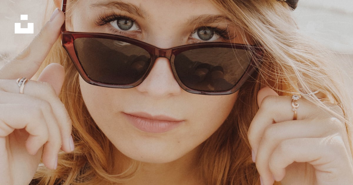 Woman In Black Framed Wayfarer Sunglasses Photo Free Human Image On