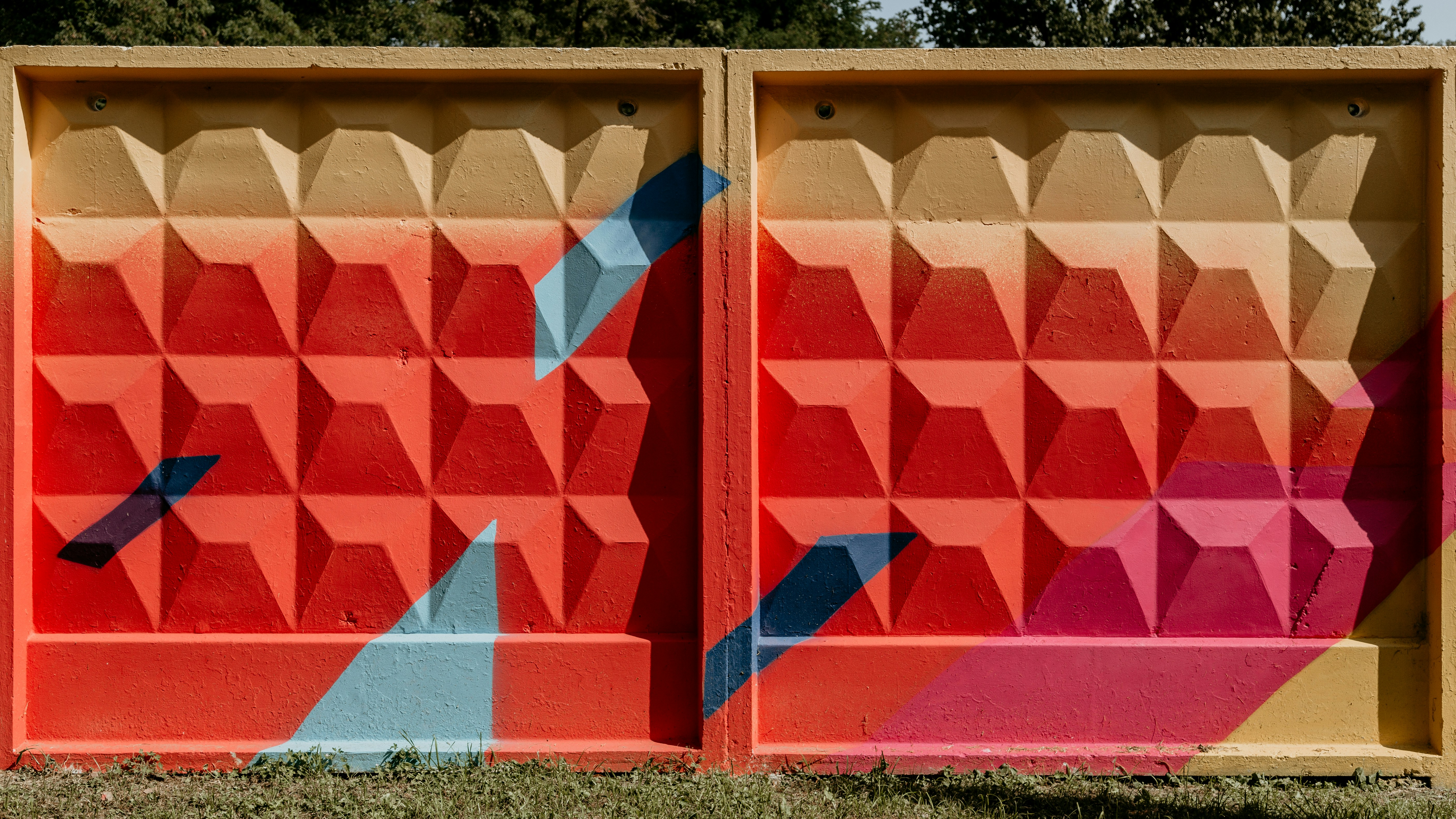 Crate Prism Diptych: Geometric Graffiti in Wood Frames