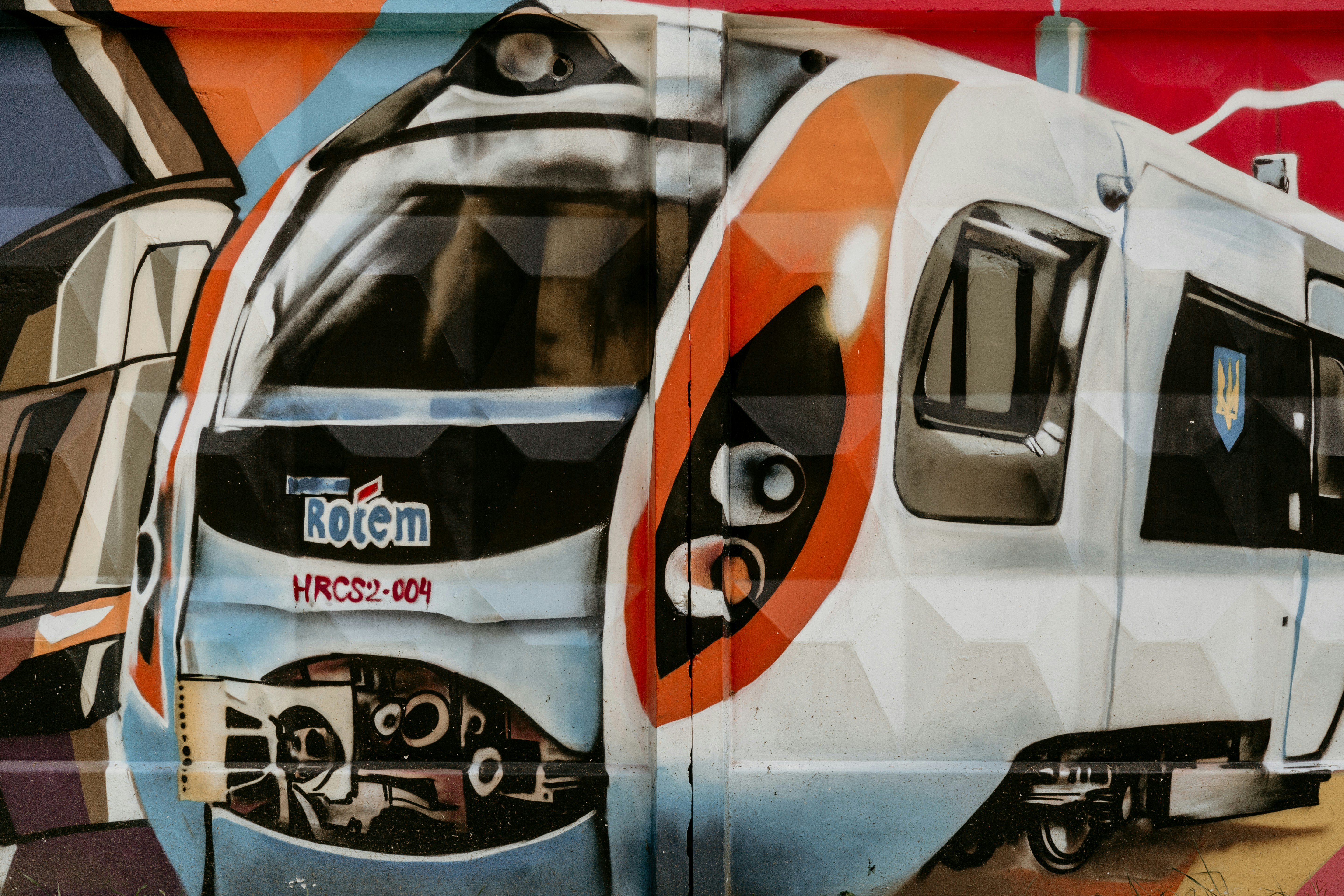 Graffiti Train Portrait: A Metallic Murale of Motion and Color