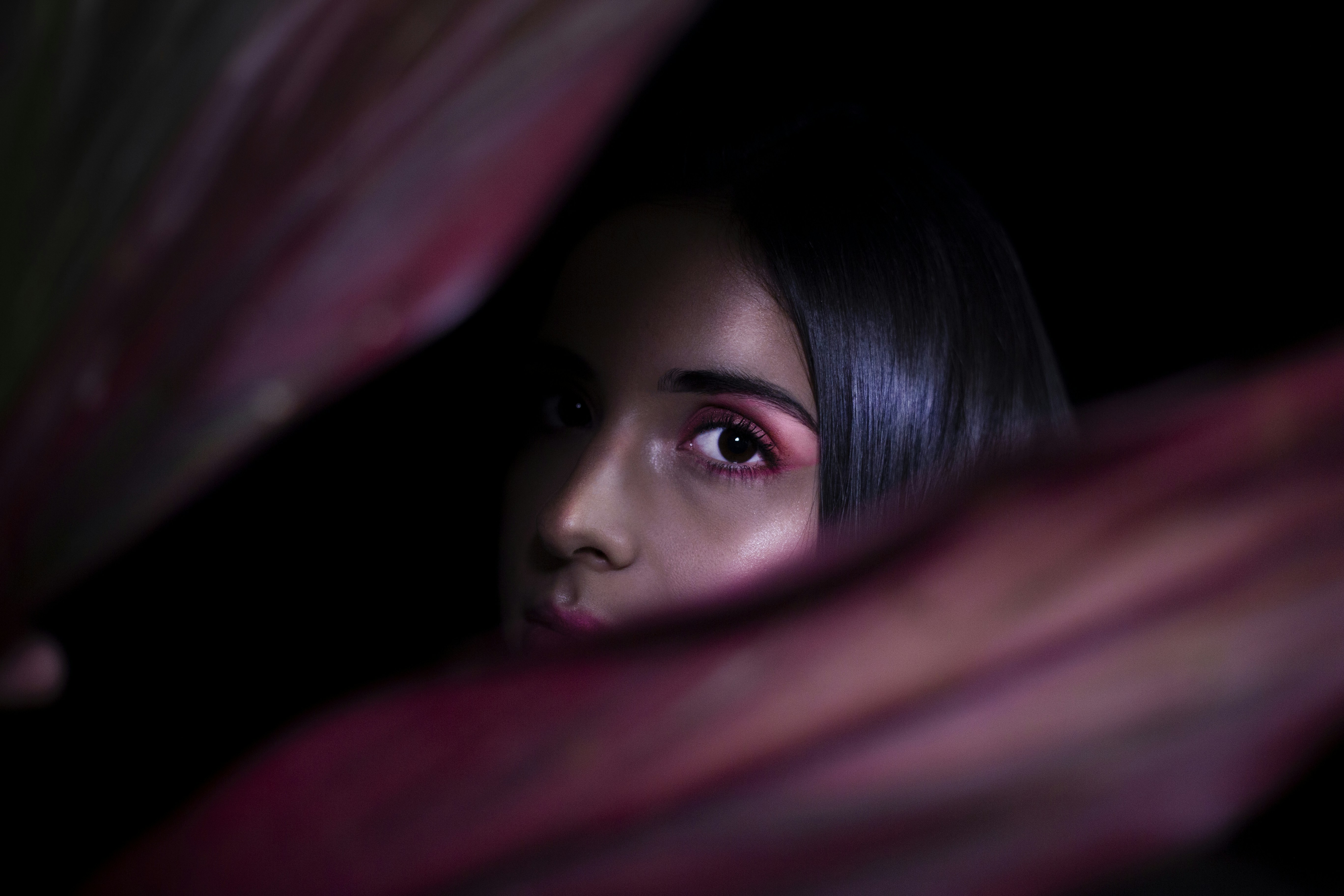 Veiled Gaze Through Petals
