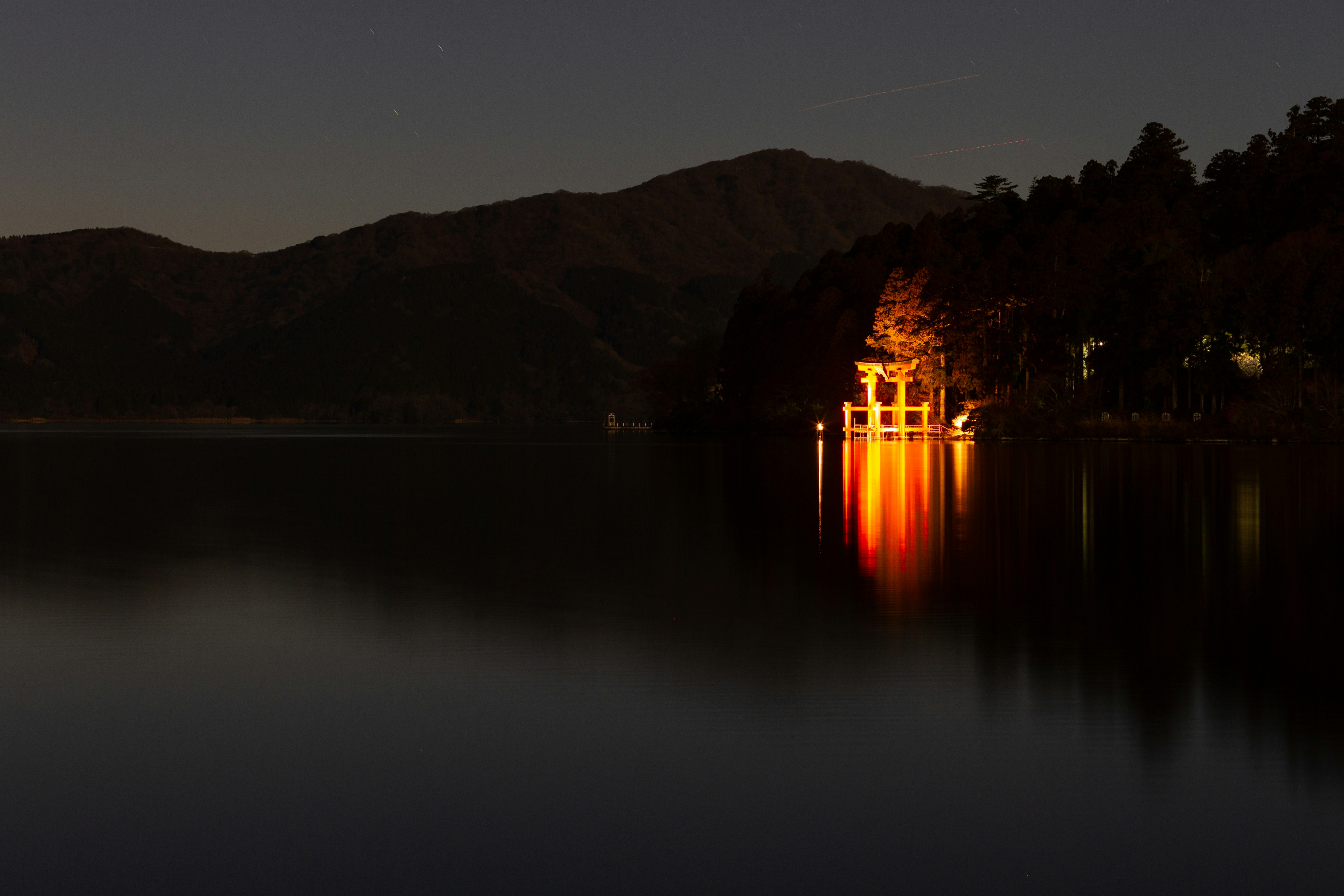 Reflections of Tranquility: A Night at the Torii Gate