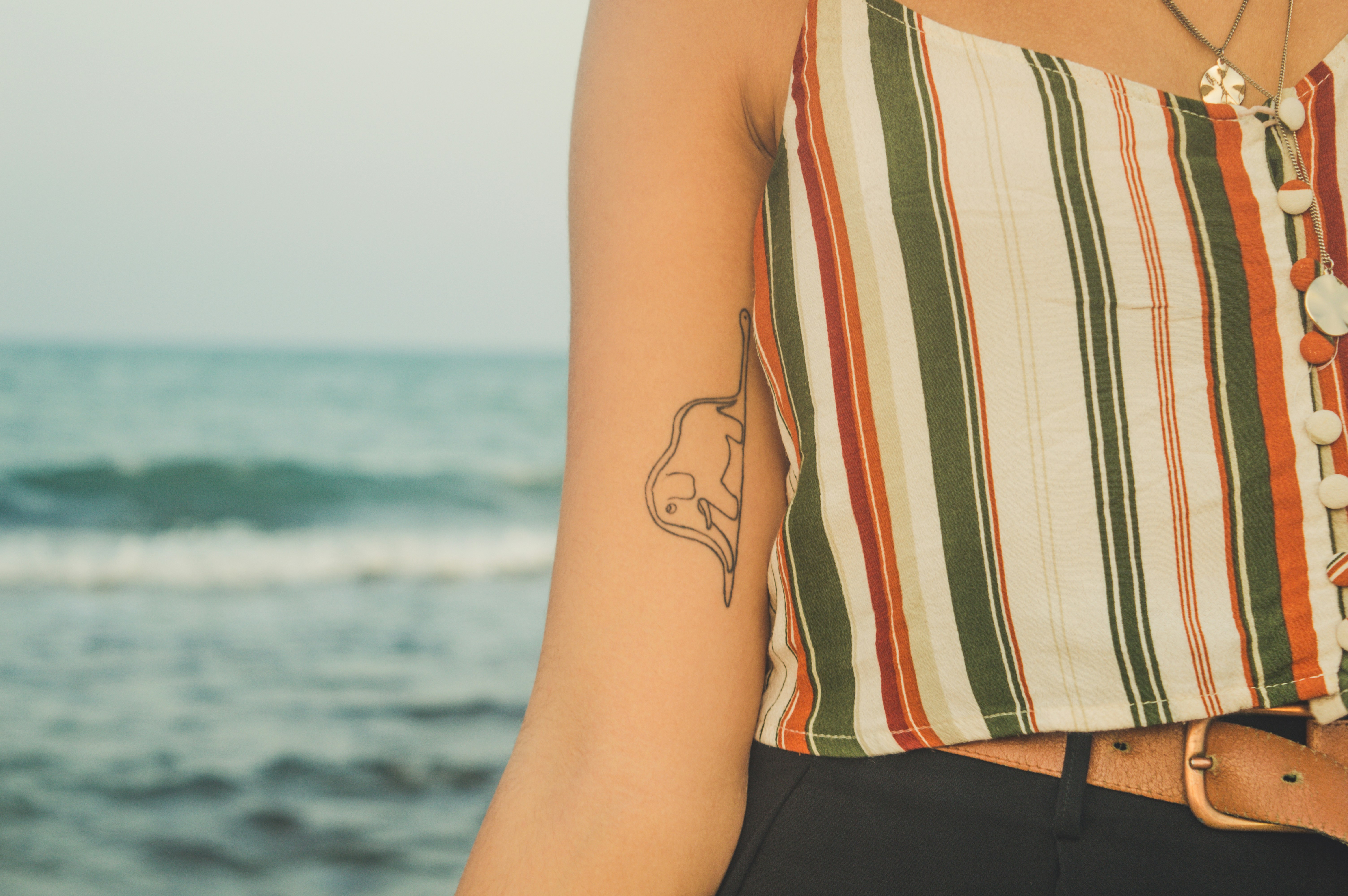 woman wearing multicolored striped crop-top
