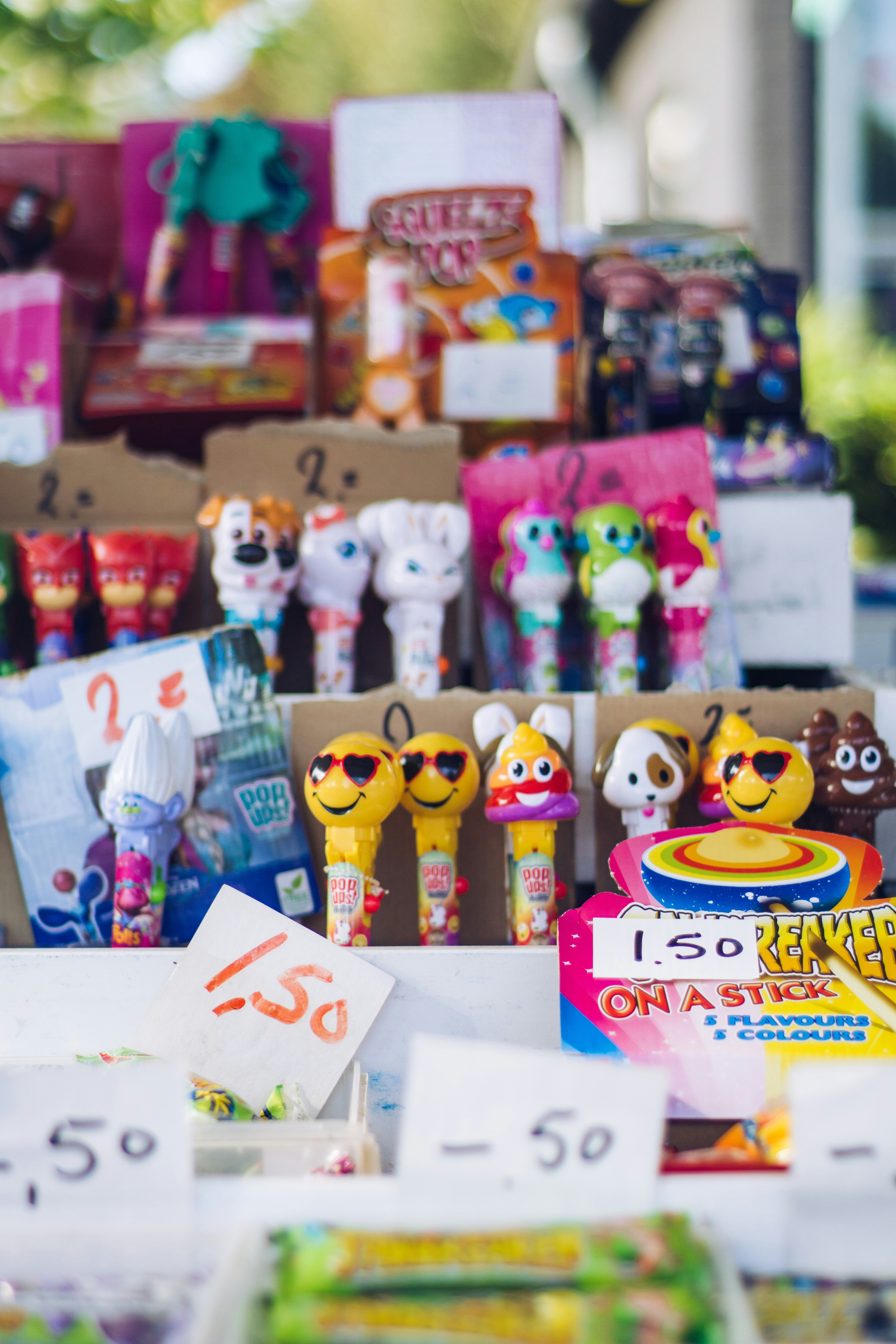 Emoji Smile Row: A Sunlit Market Candy Stand