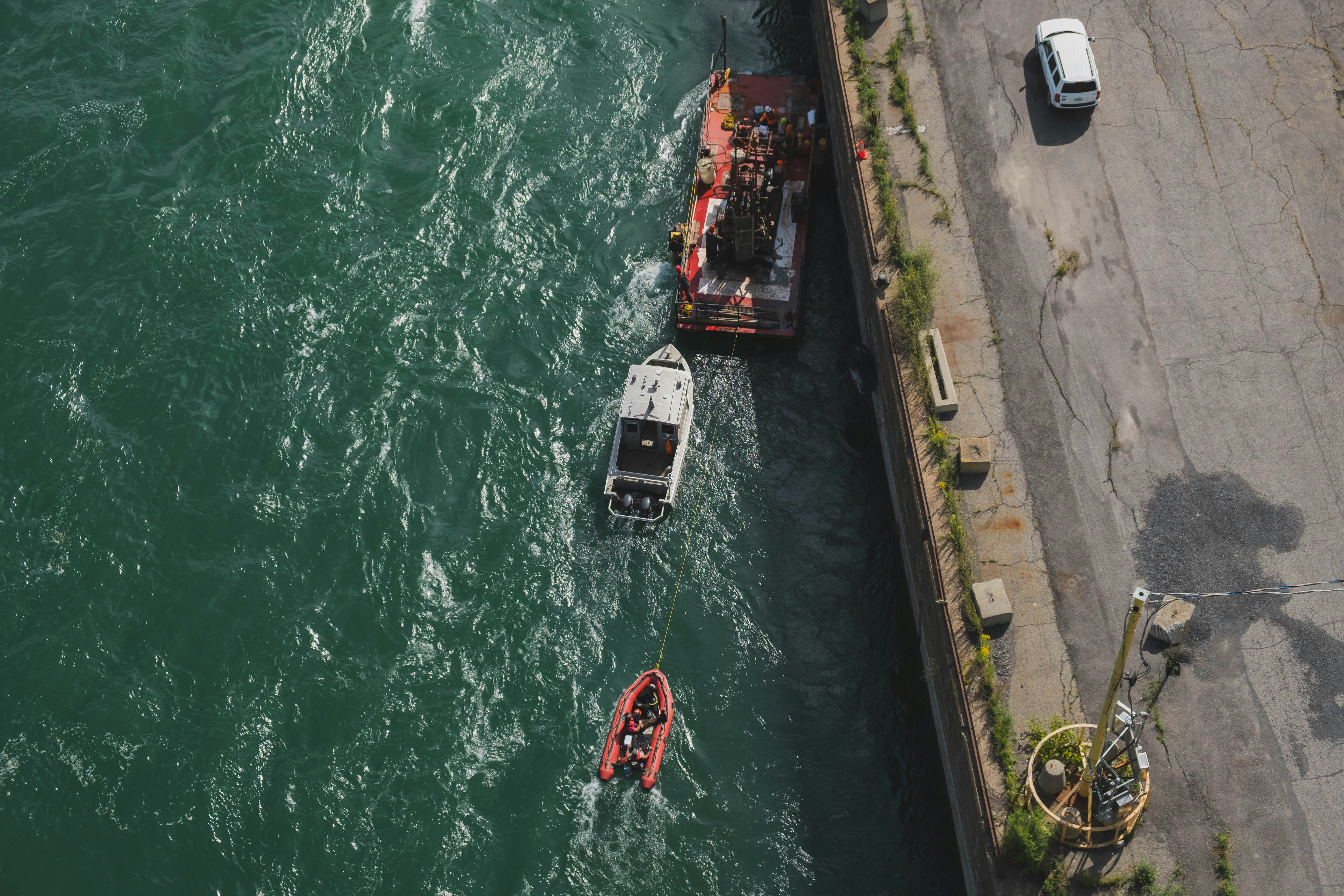 Harbor Rescue: Boats at the Dock Seen from Above