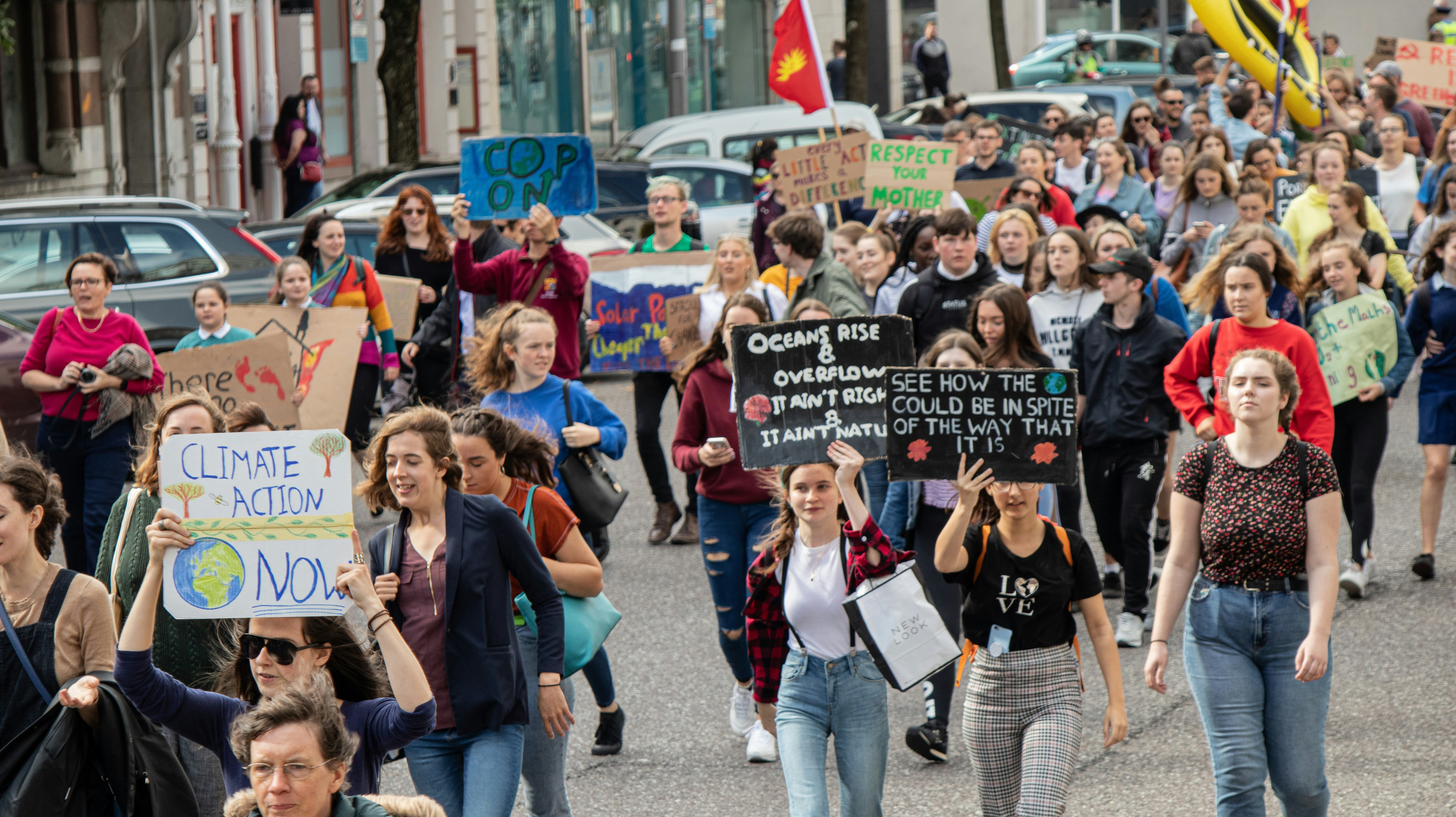 Picture of people rallying for climate change in Cork