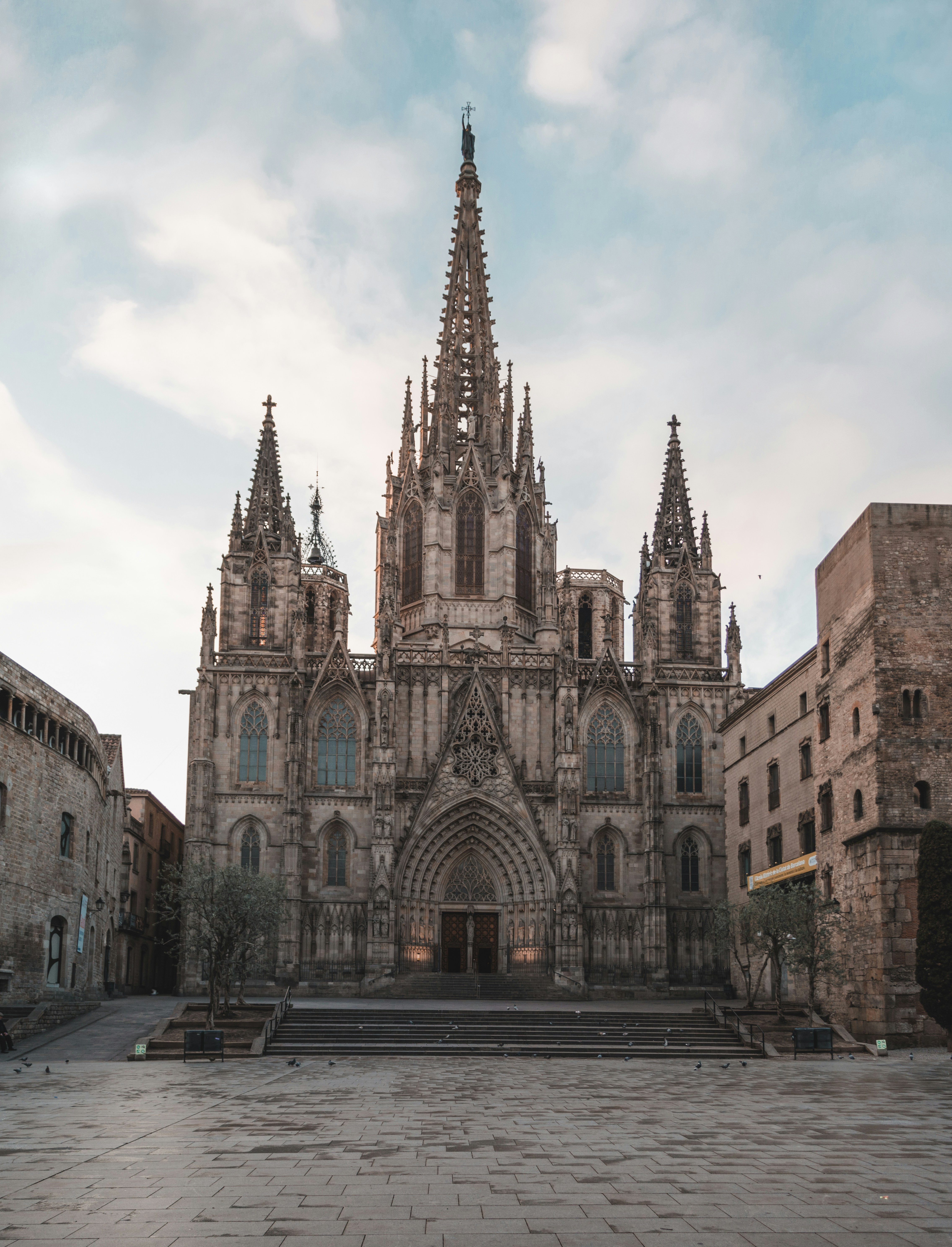 Gothic Cathedral Rising from a Quiet Plaza