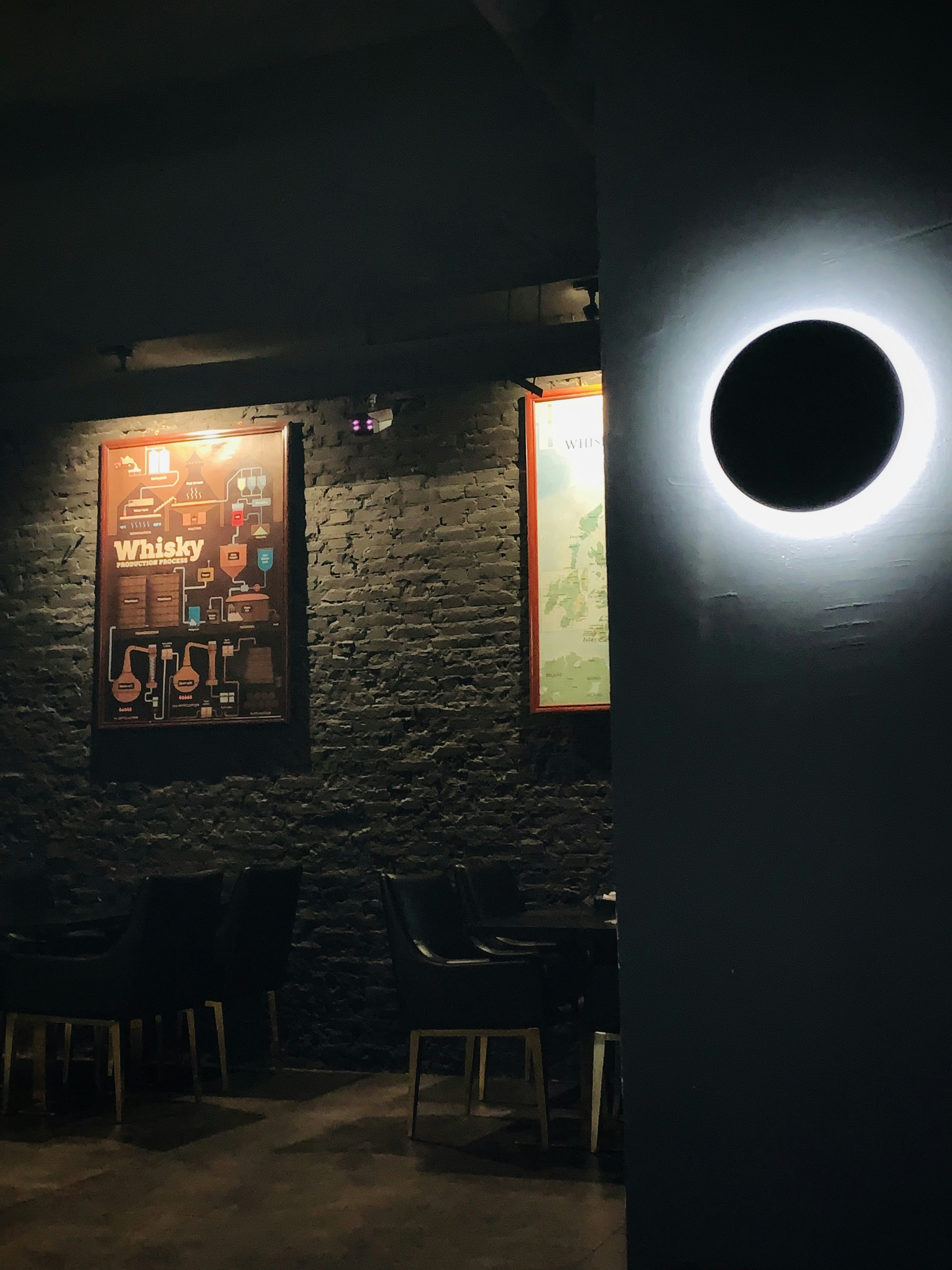 Halo Ring Over Brick: A Subdued Whiskey Bar Night