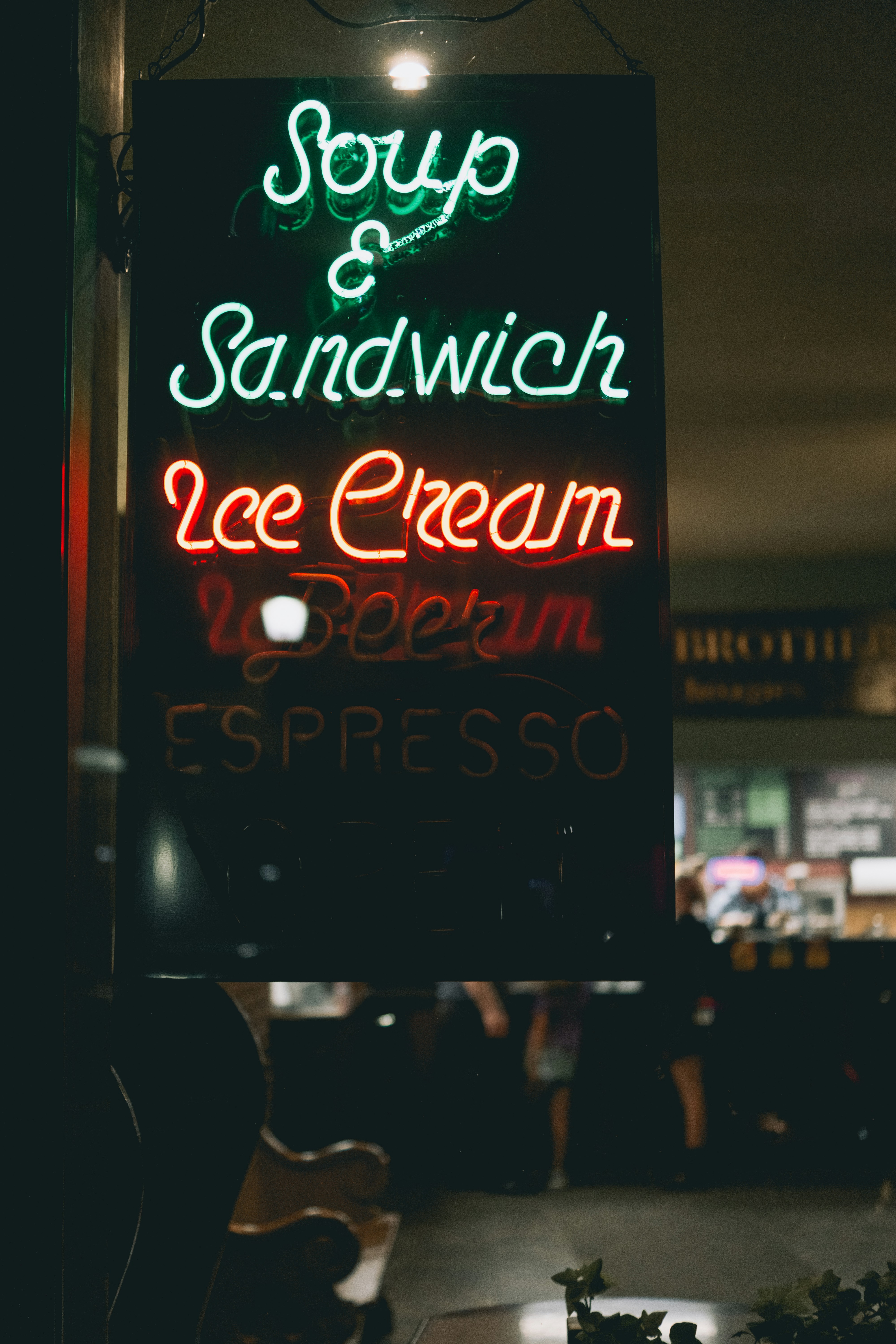 Soup and sandwich ice cream LED lights during night time photo – Free ...