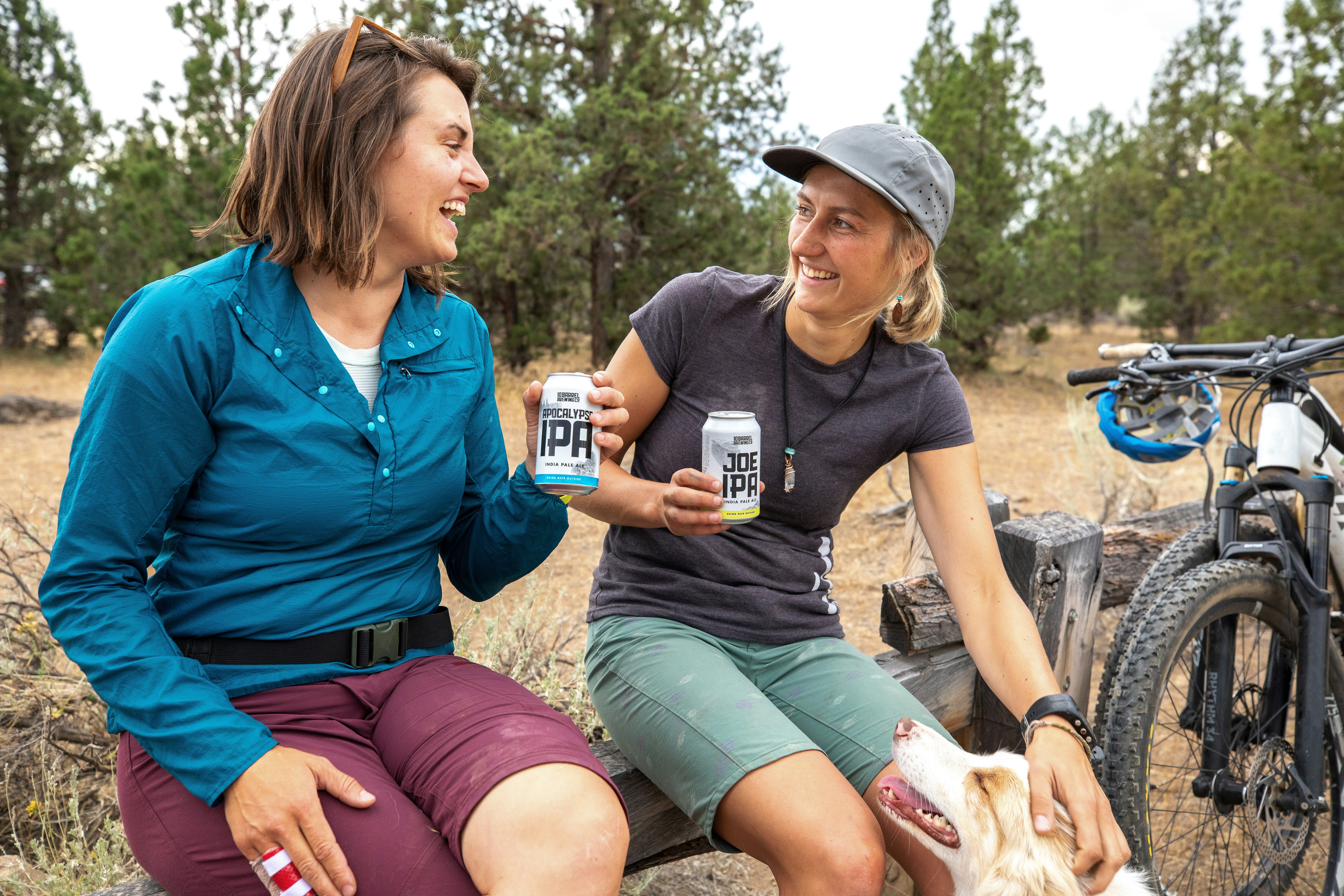Trailside Toast: Mugs, Laughter, and a Dog’s Curious Gaze