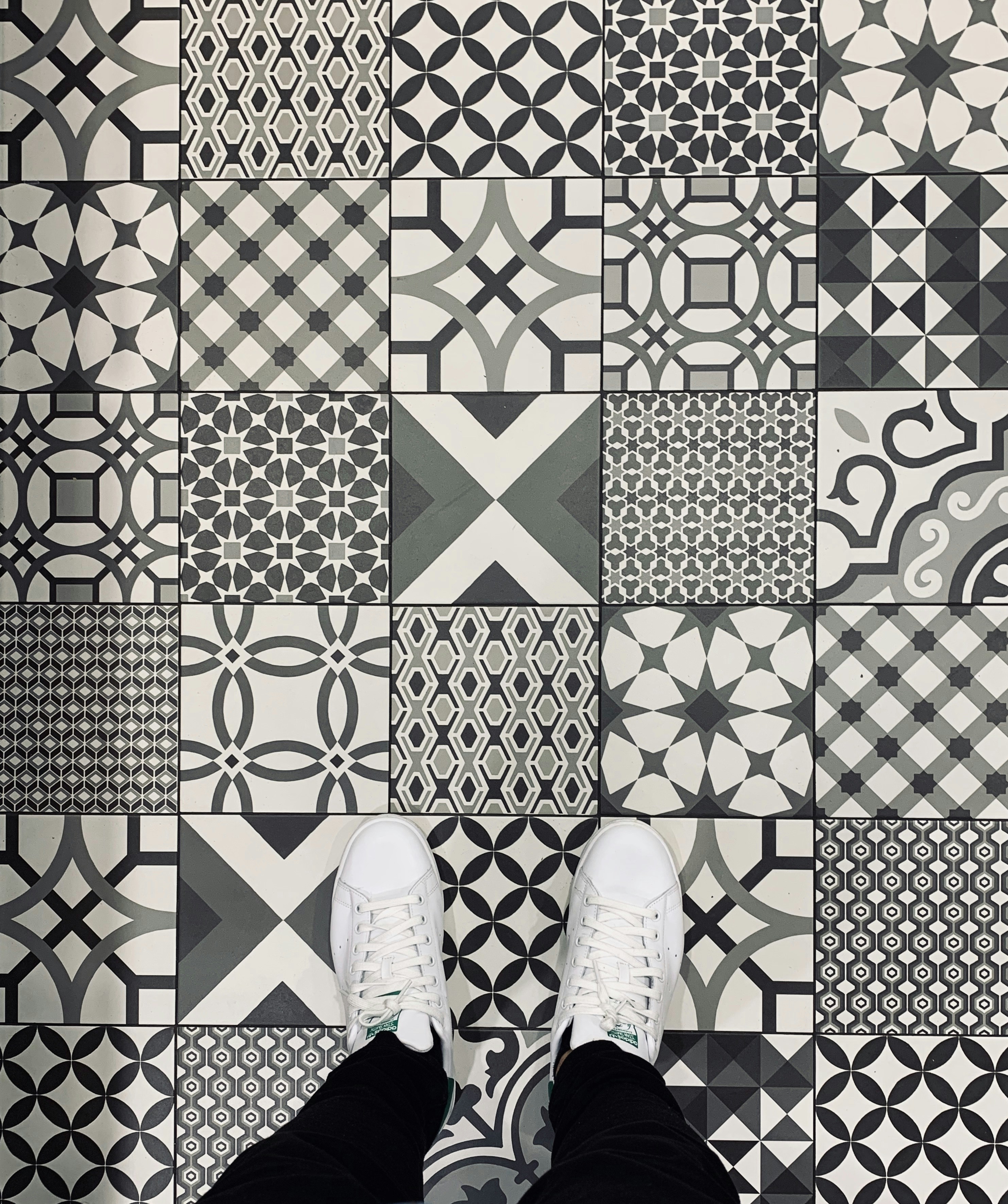 Footsteps on Geometric Tile: A Quiet Stroll Through Patterned Floors