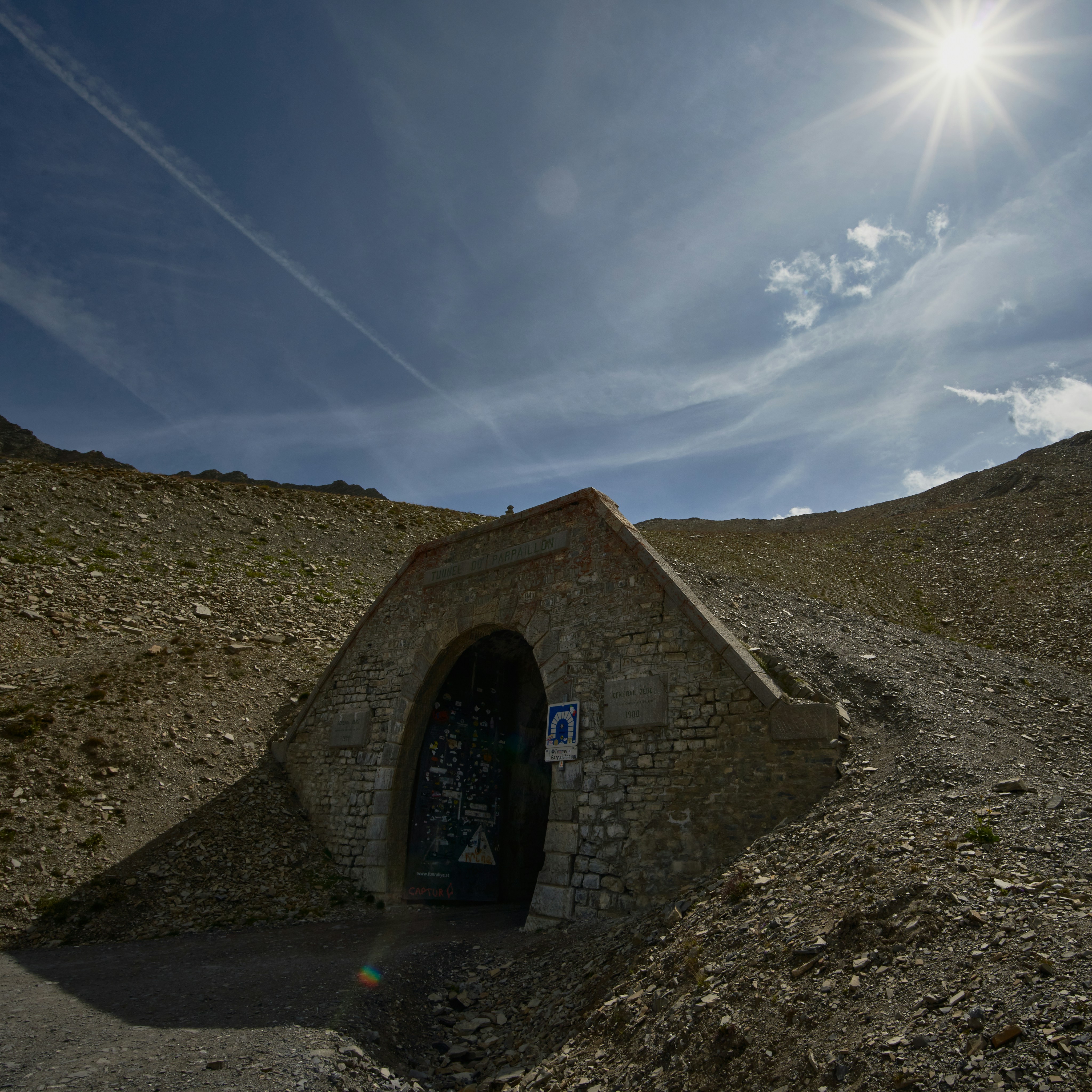 Mountain roads on the Italy-France border in the Alps