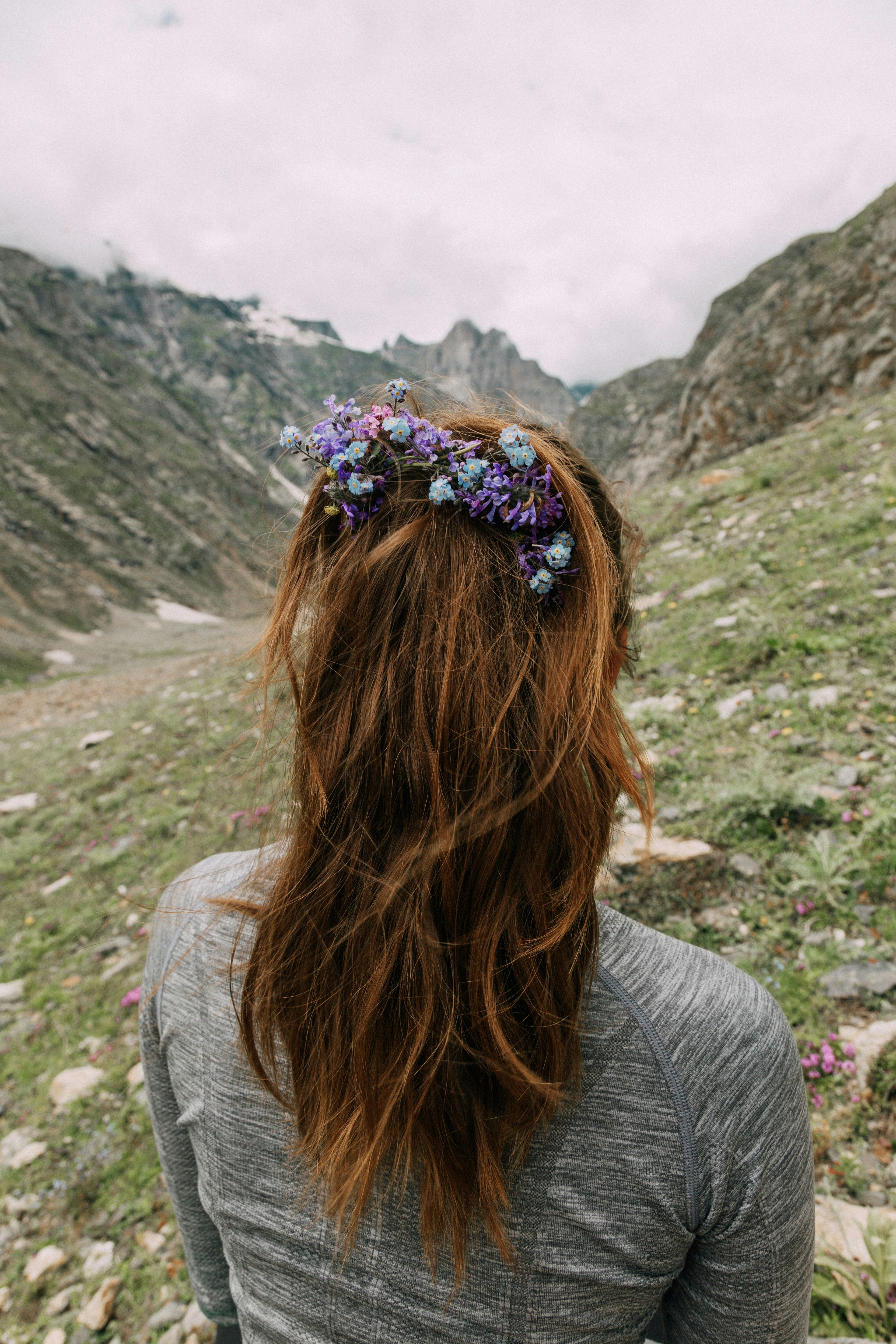 Alpine Bloom Crown Against Rugged Peaks