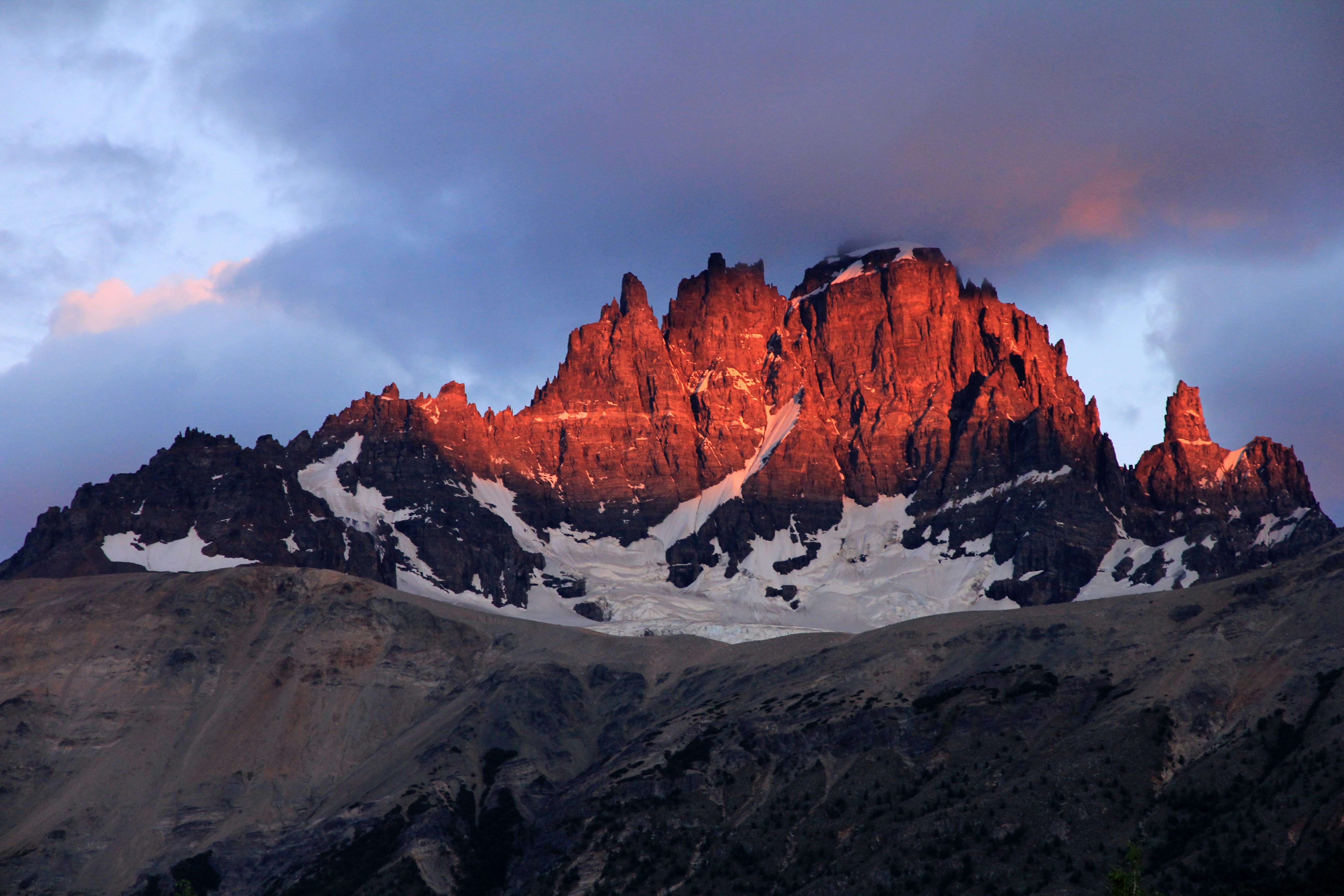 Sunrise, mountains. | snow-capped mountain under cloudy sky during daytime