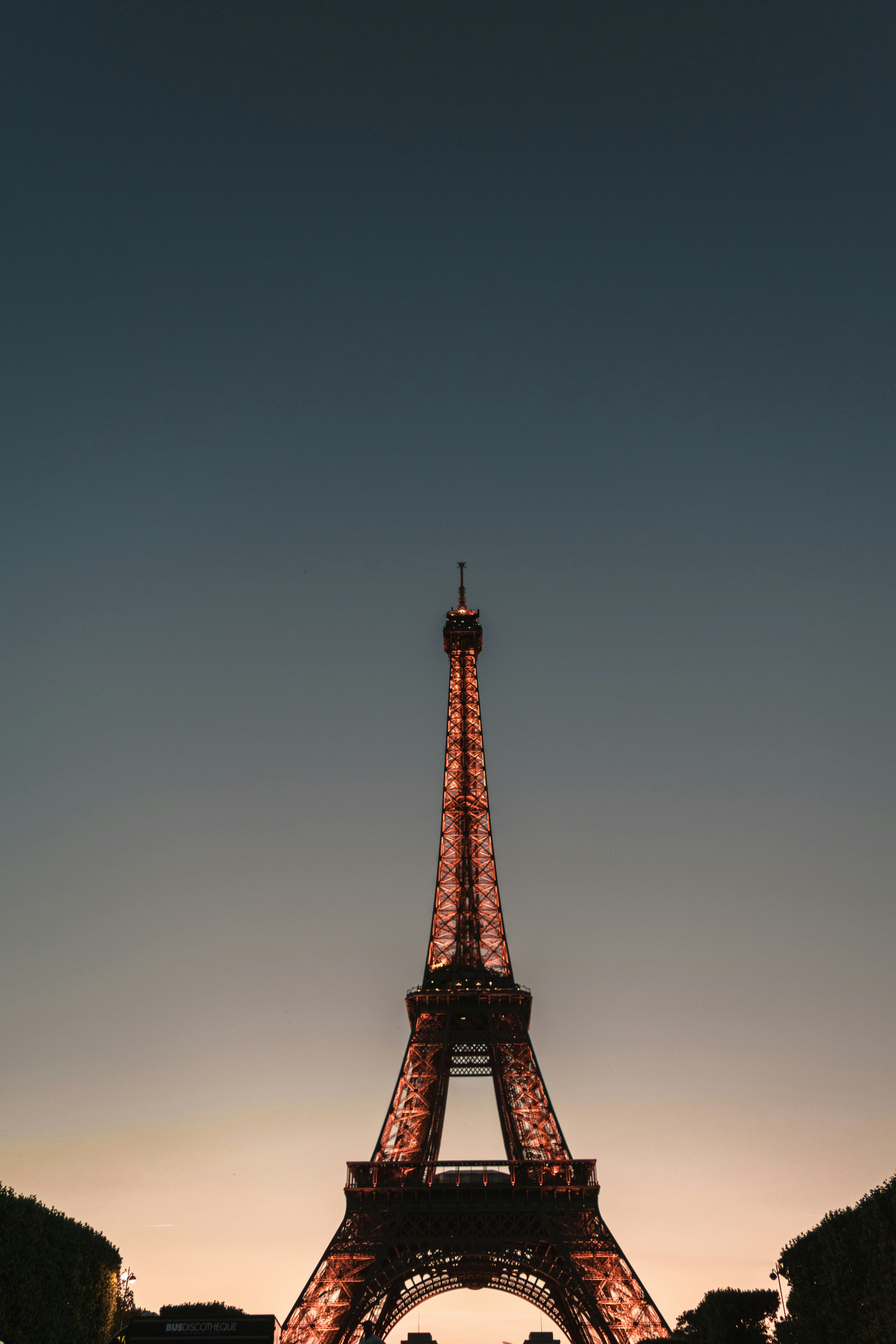 lighted Eiffel Tower, Paris during blue hour