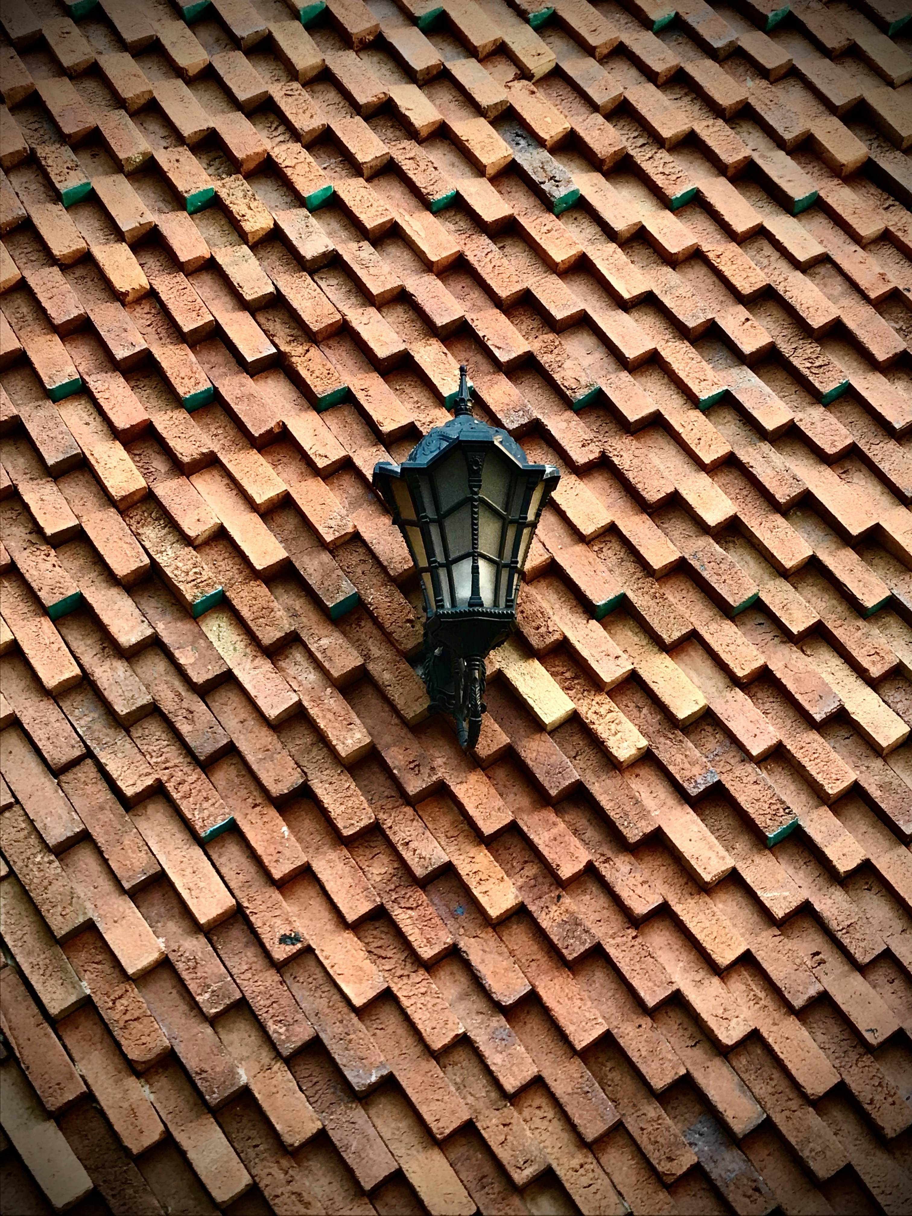 Lantern Anchored Amid Diamond-Tiled Waves
