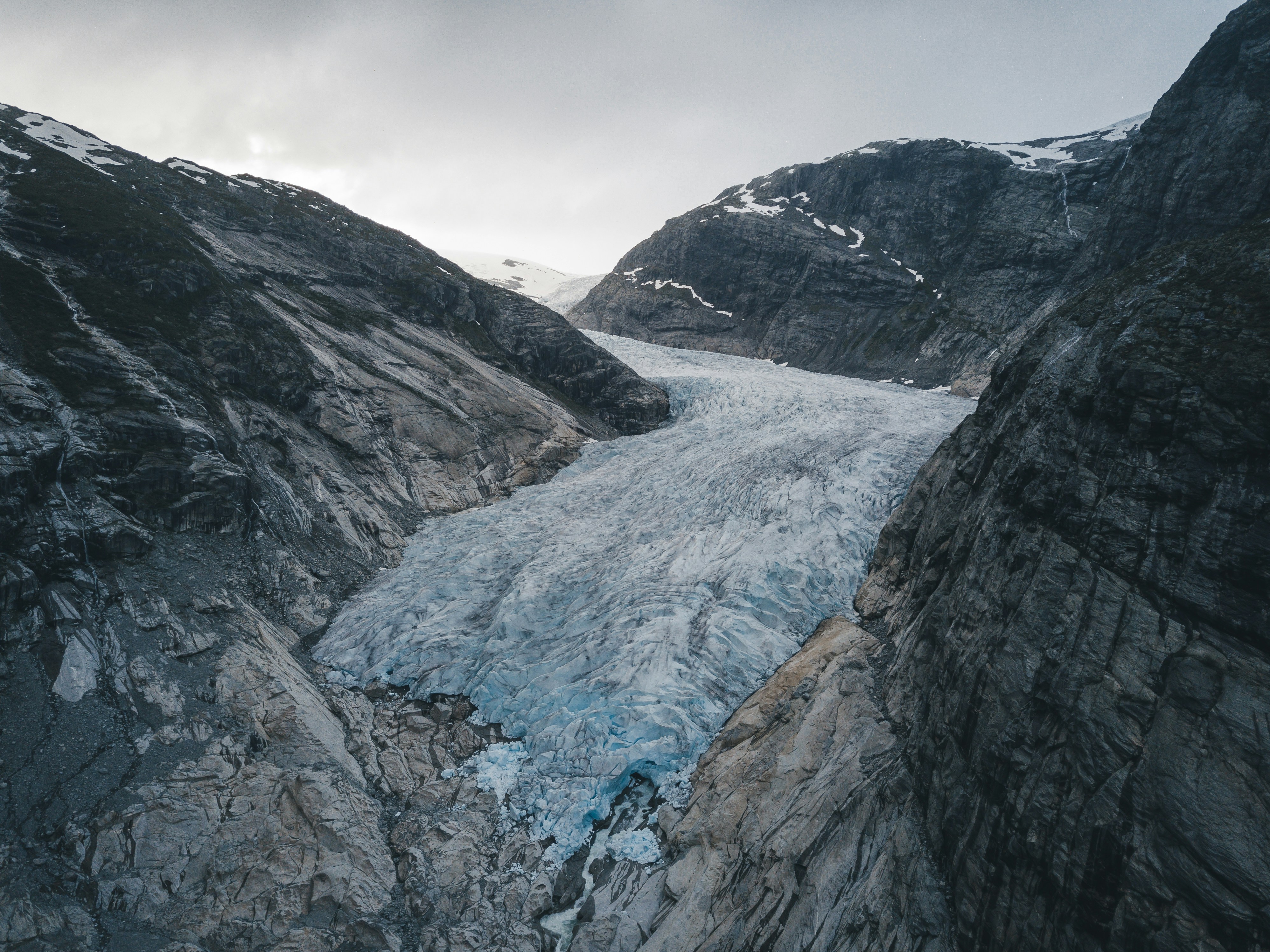 Blue Veins Thread a Narrow Glacier Canyon
