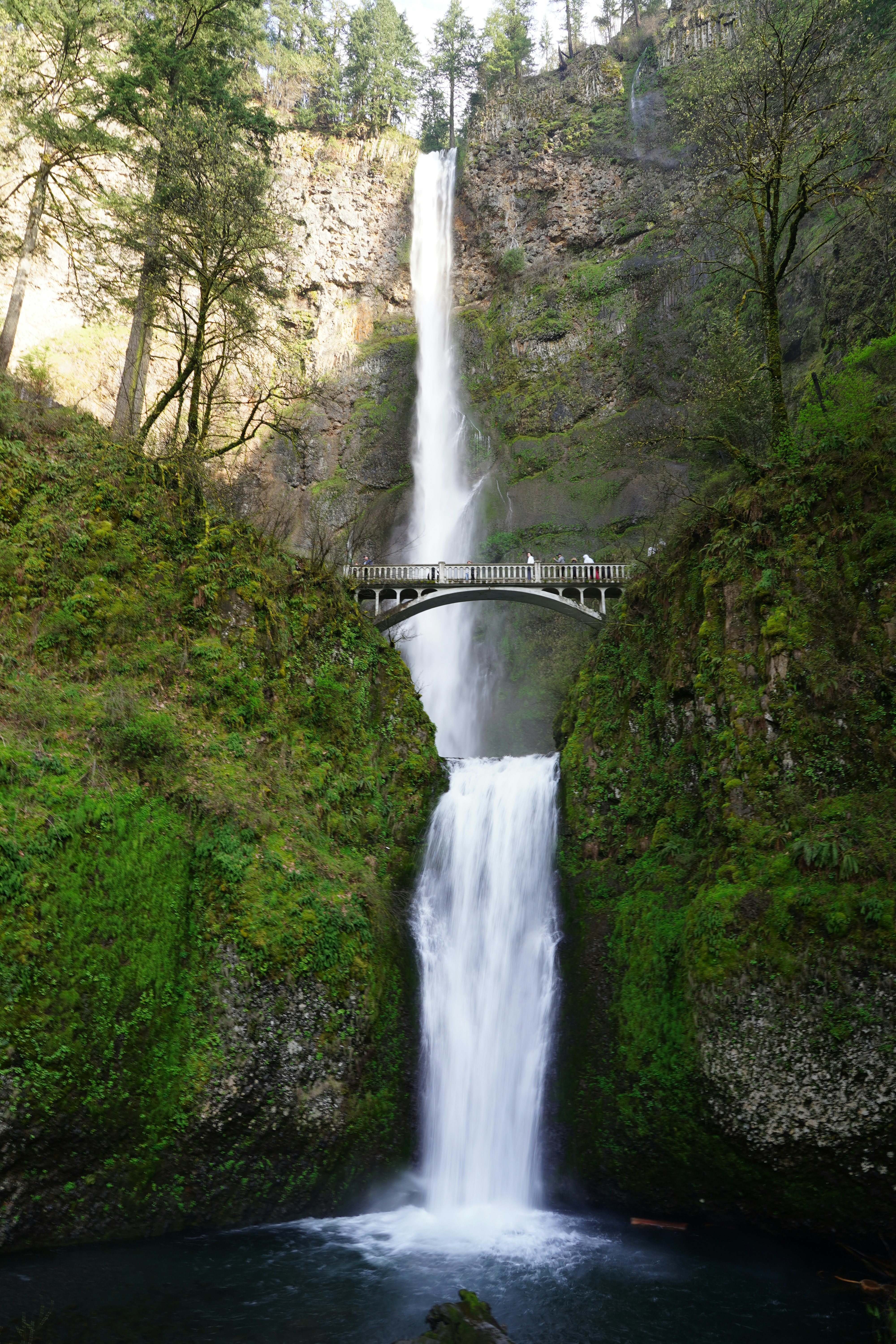 Concrete bridge across on waterfalls at daytime photo – Free Multnomah ...
