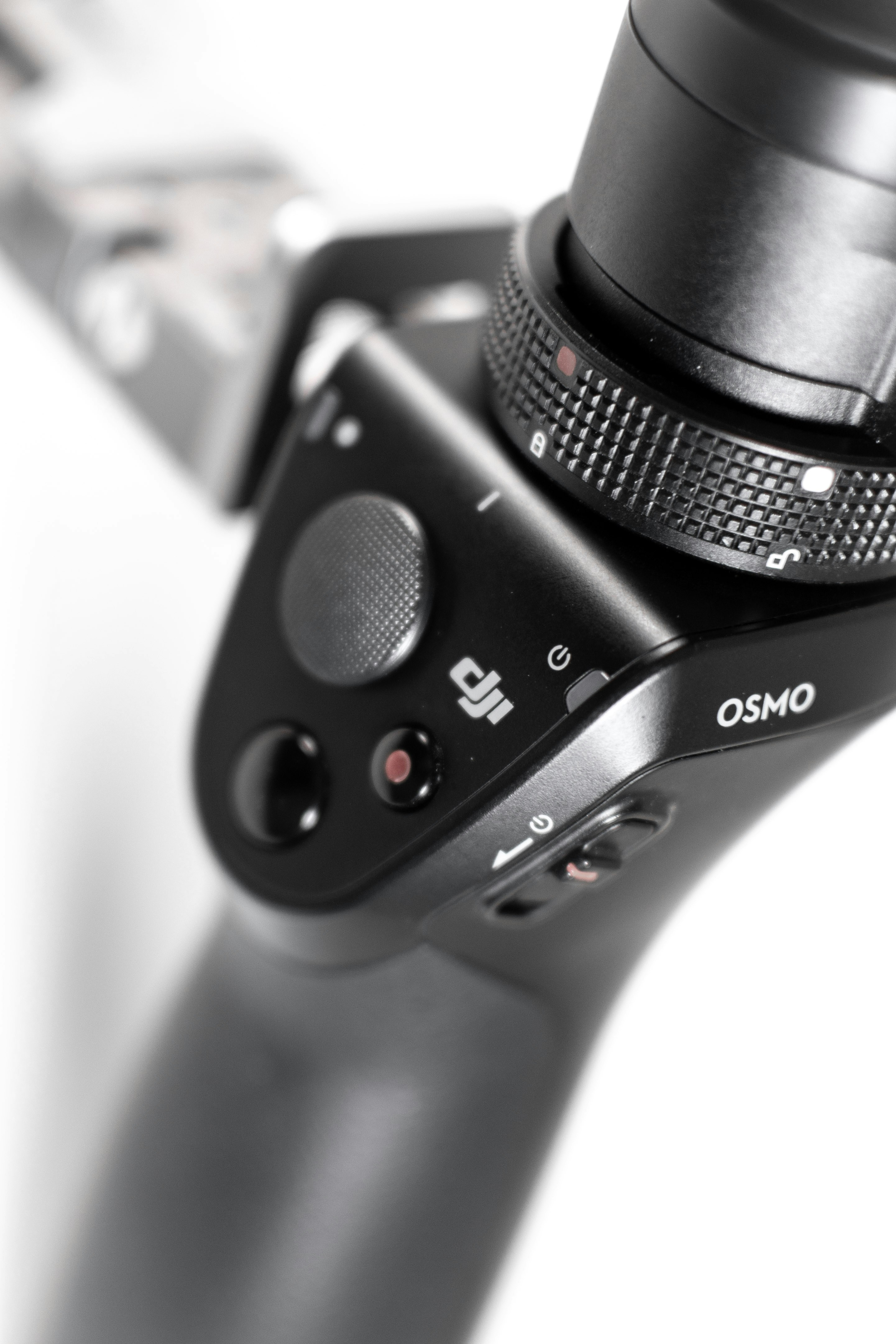 Grip Details: A Monochrome Close-Up of the DJI Osmo Gimbal's Control Ring