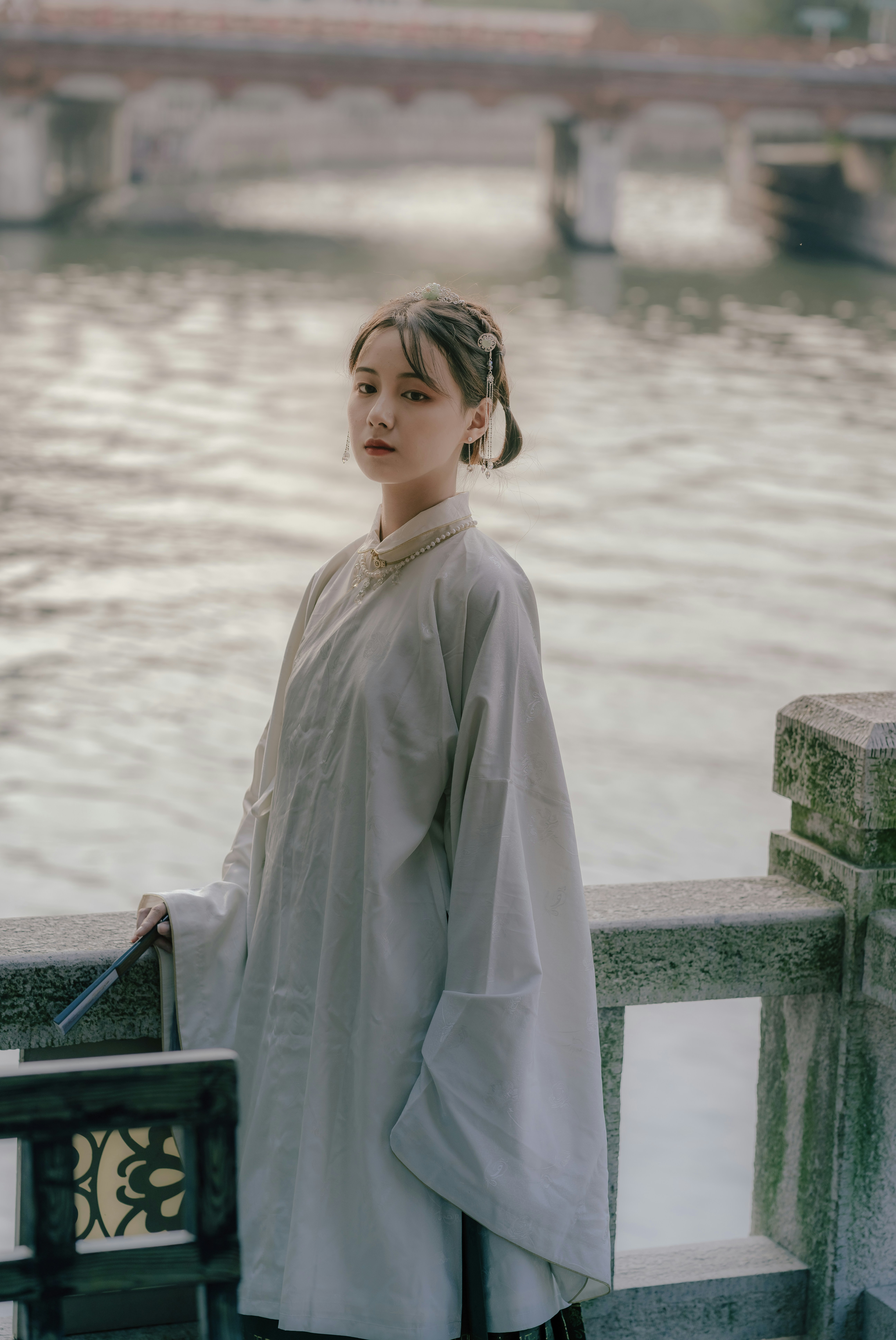 Pale Silk by the Riverside: A Quiet Portrait of Grace