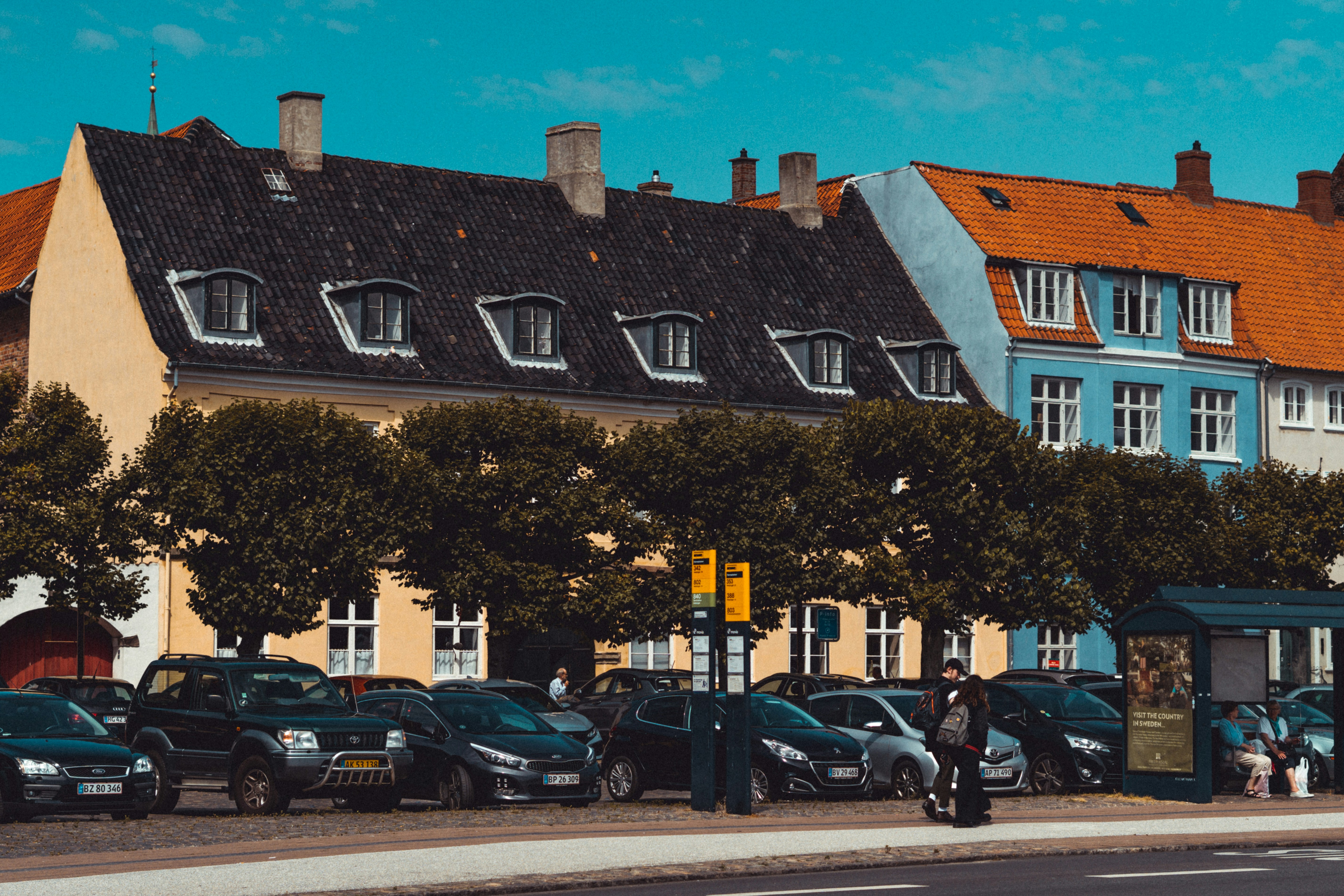 Pastel Row: A Quiet Street of Colorful Townhouses