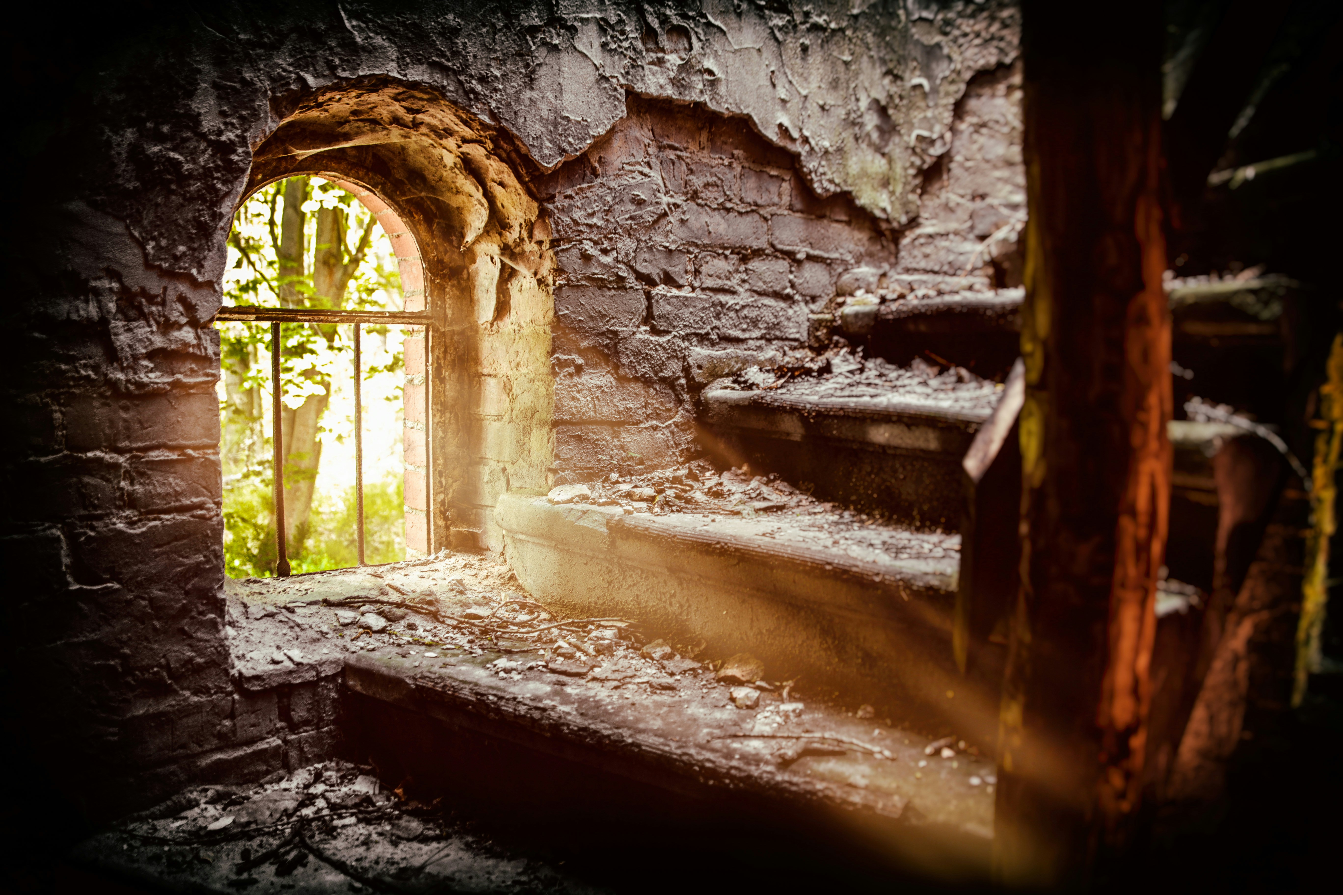 Sunlit Archway Through Timeworn Ruins