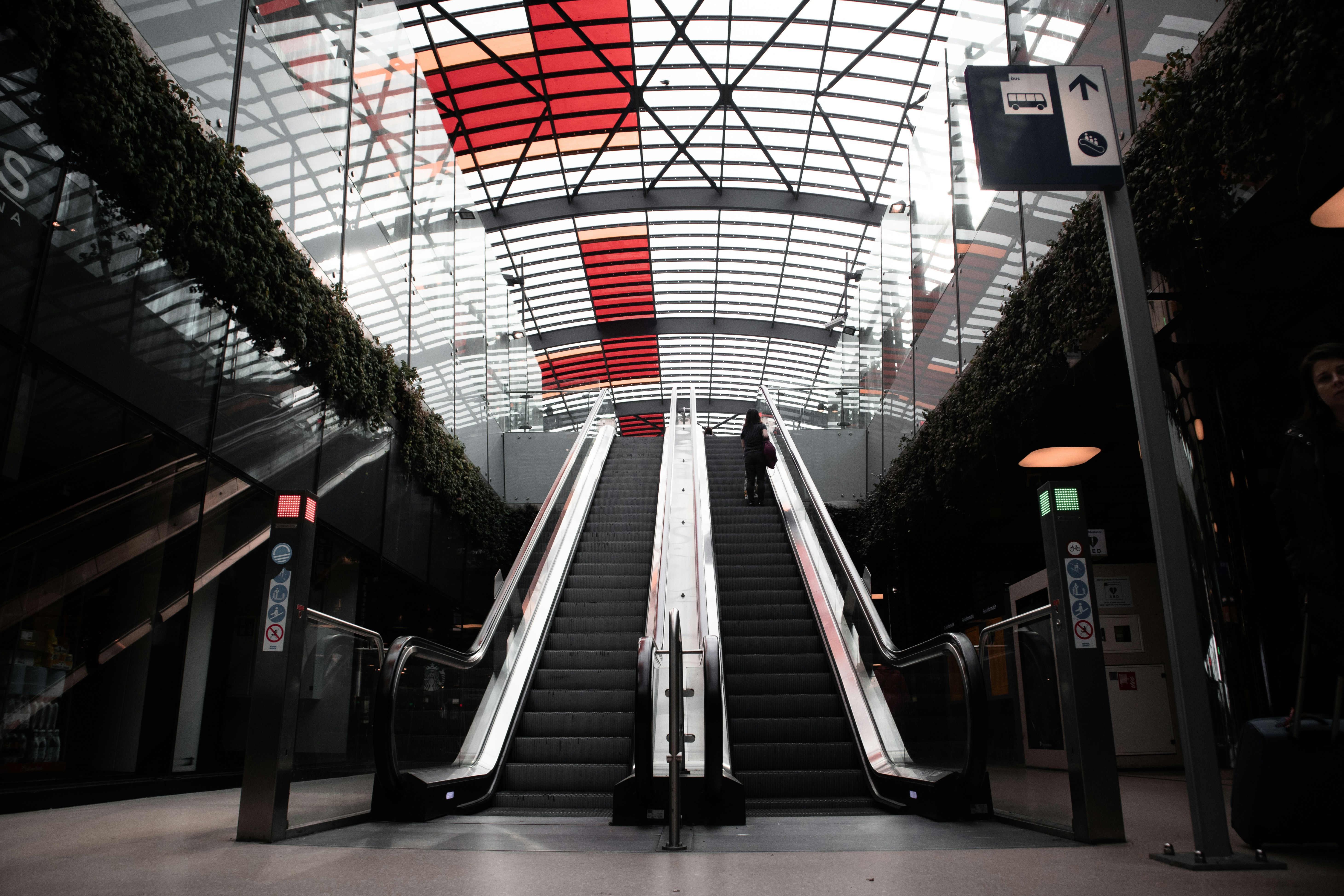 Glass Cathedral of Escalators: Vanishing Point in a Modern Atrium