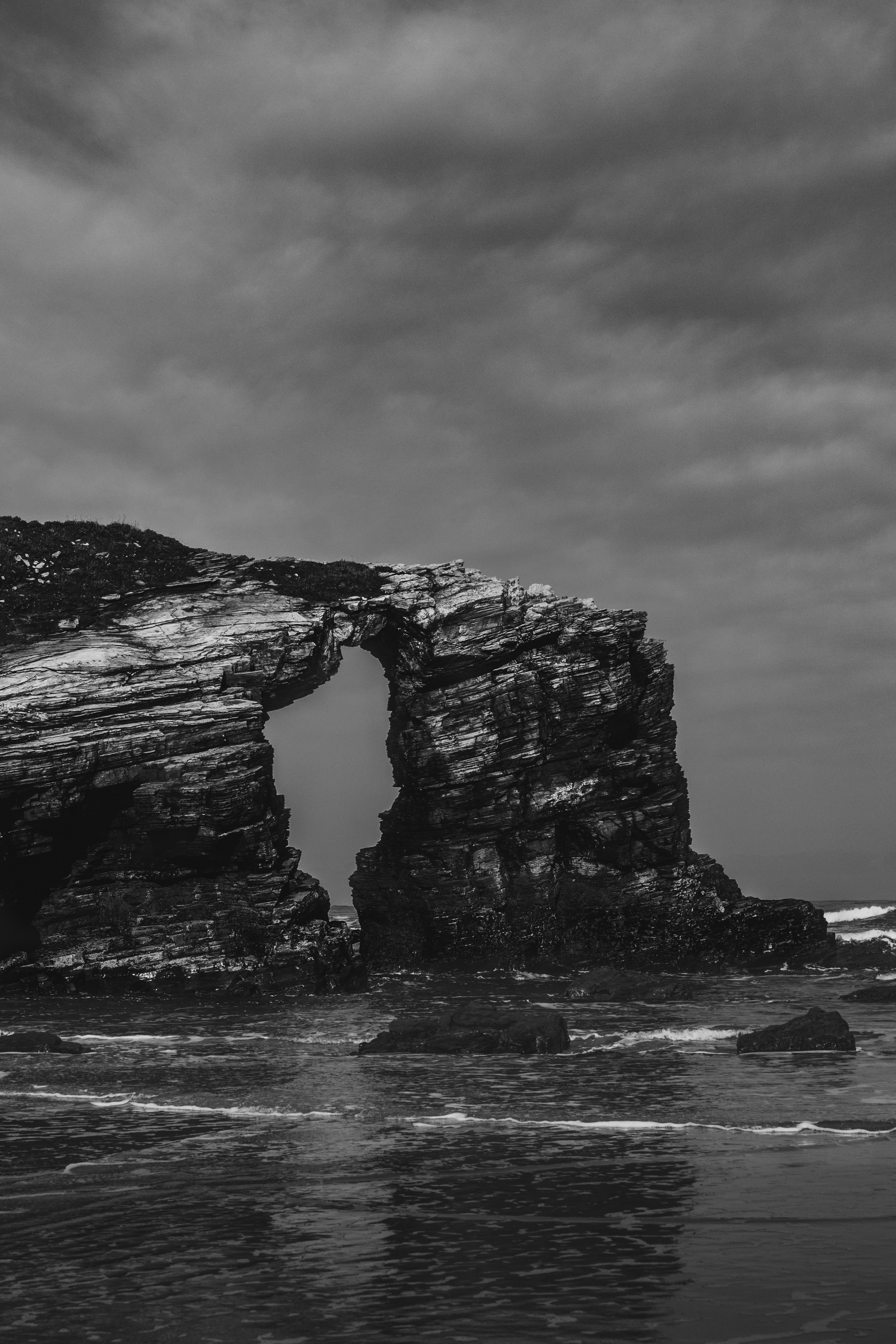 Grayscale photography of cliff viewing body of water photo – Free Black ...
