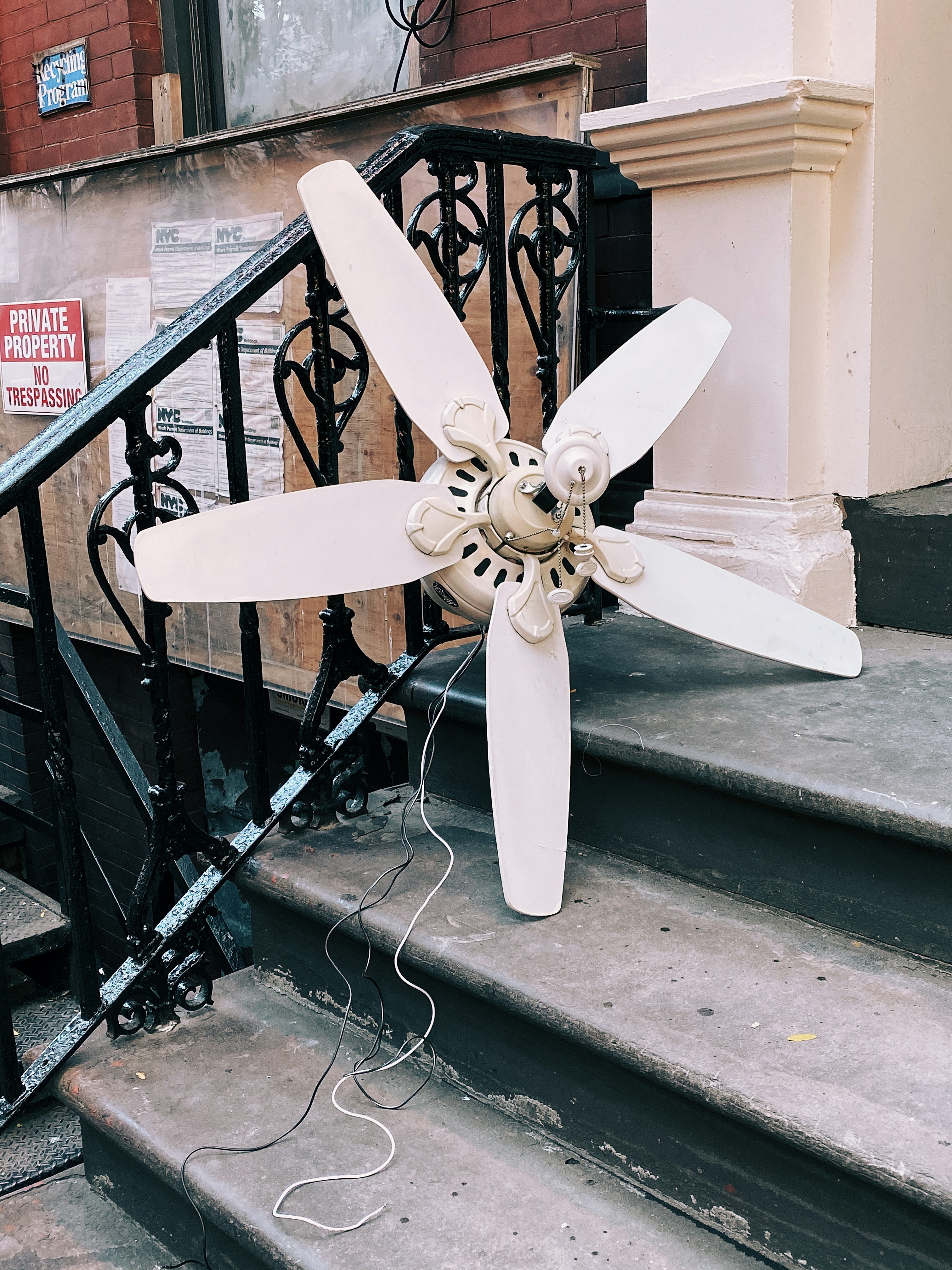 White ceiling fan on stairs outside the building photo – Free Grey ...