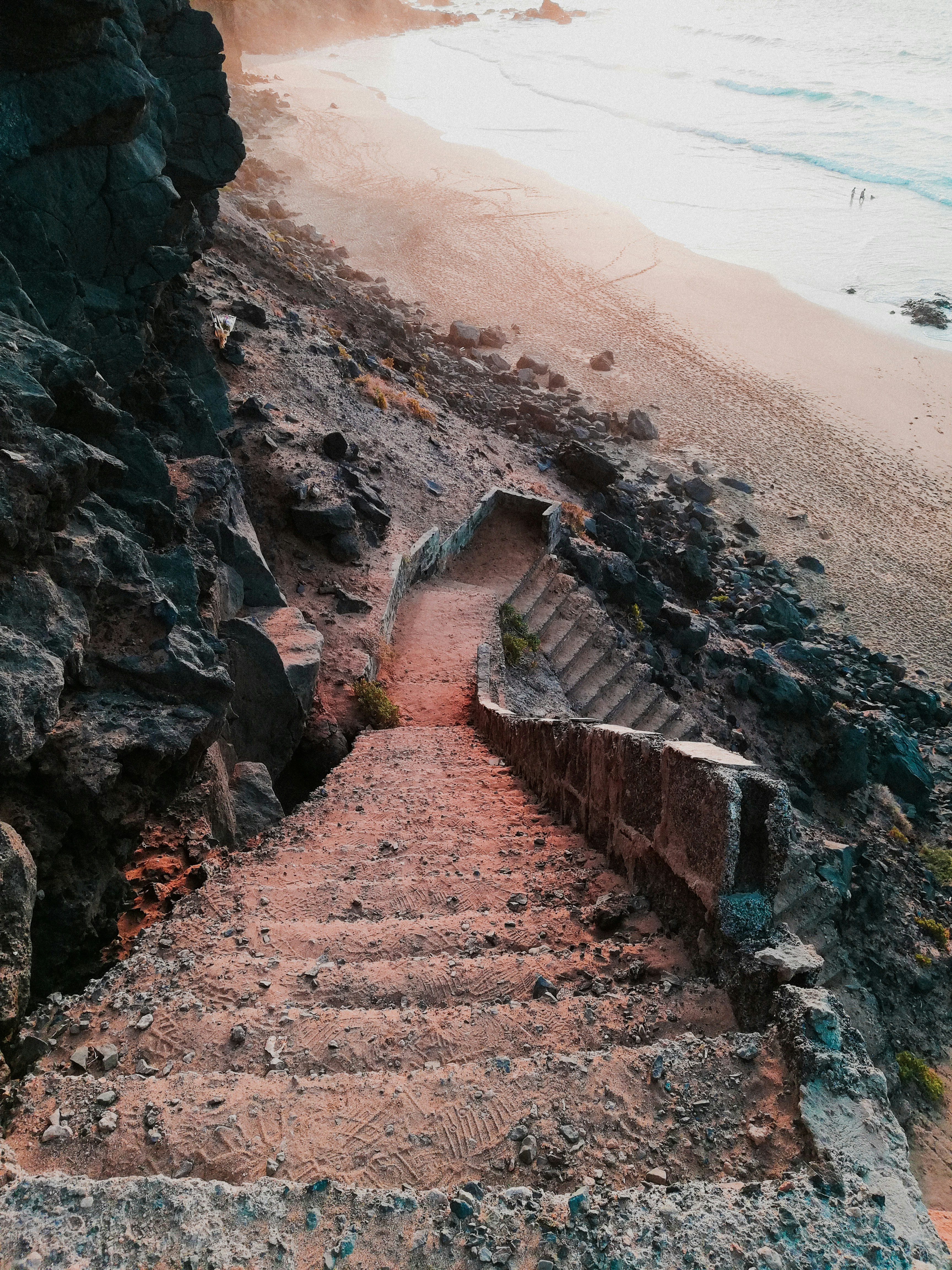 Cliffside Stairway to the Pebble Beach at Dusk
