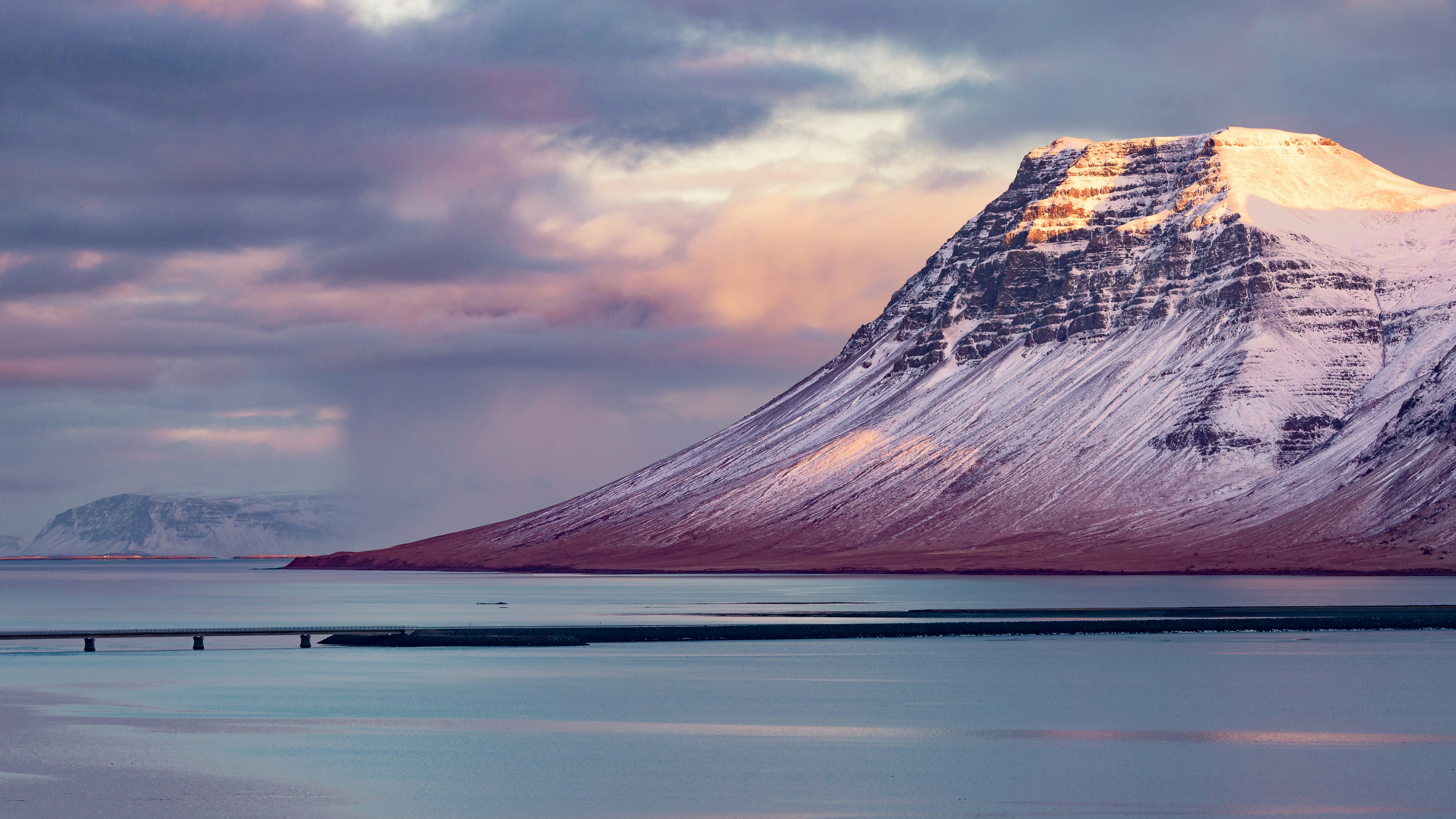 Snowbound Peak: a quiet dusk over the fjord
