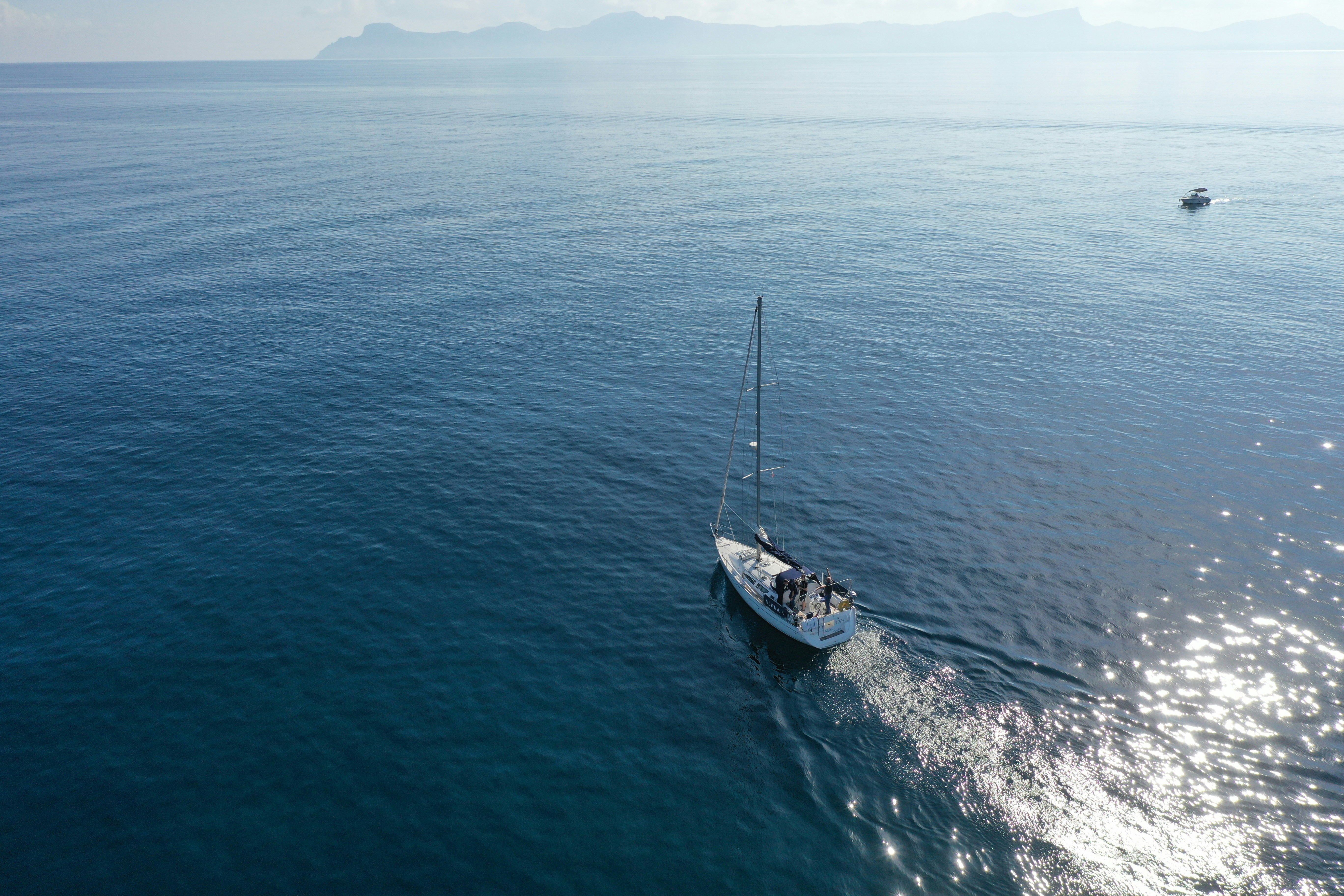 Aerial photography of a white speedboat in the ocean photo – Free Grey ...