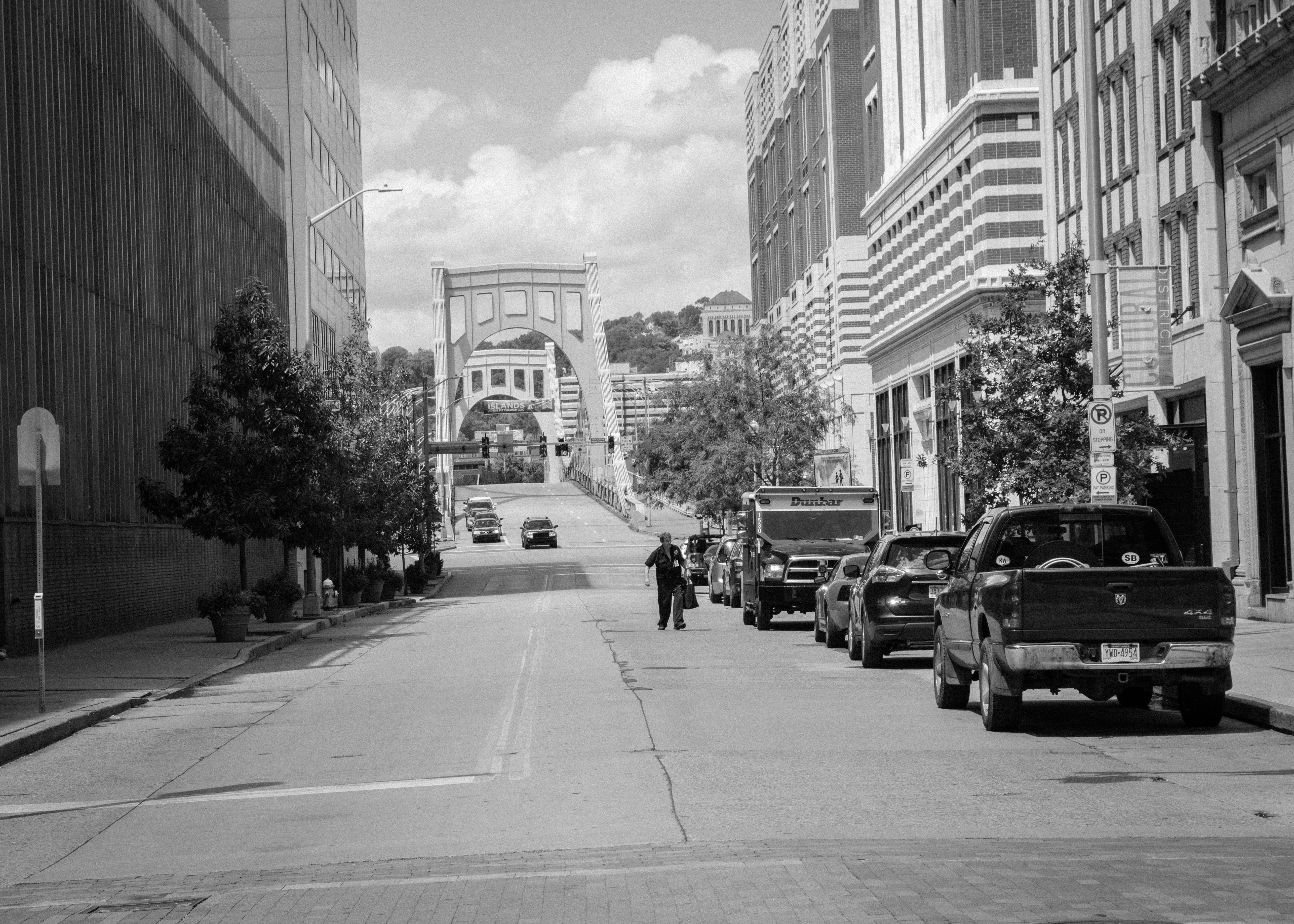 Vintage photo of street with vehicles park near buildings photo – Free ...