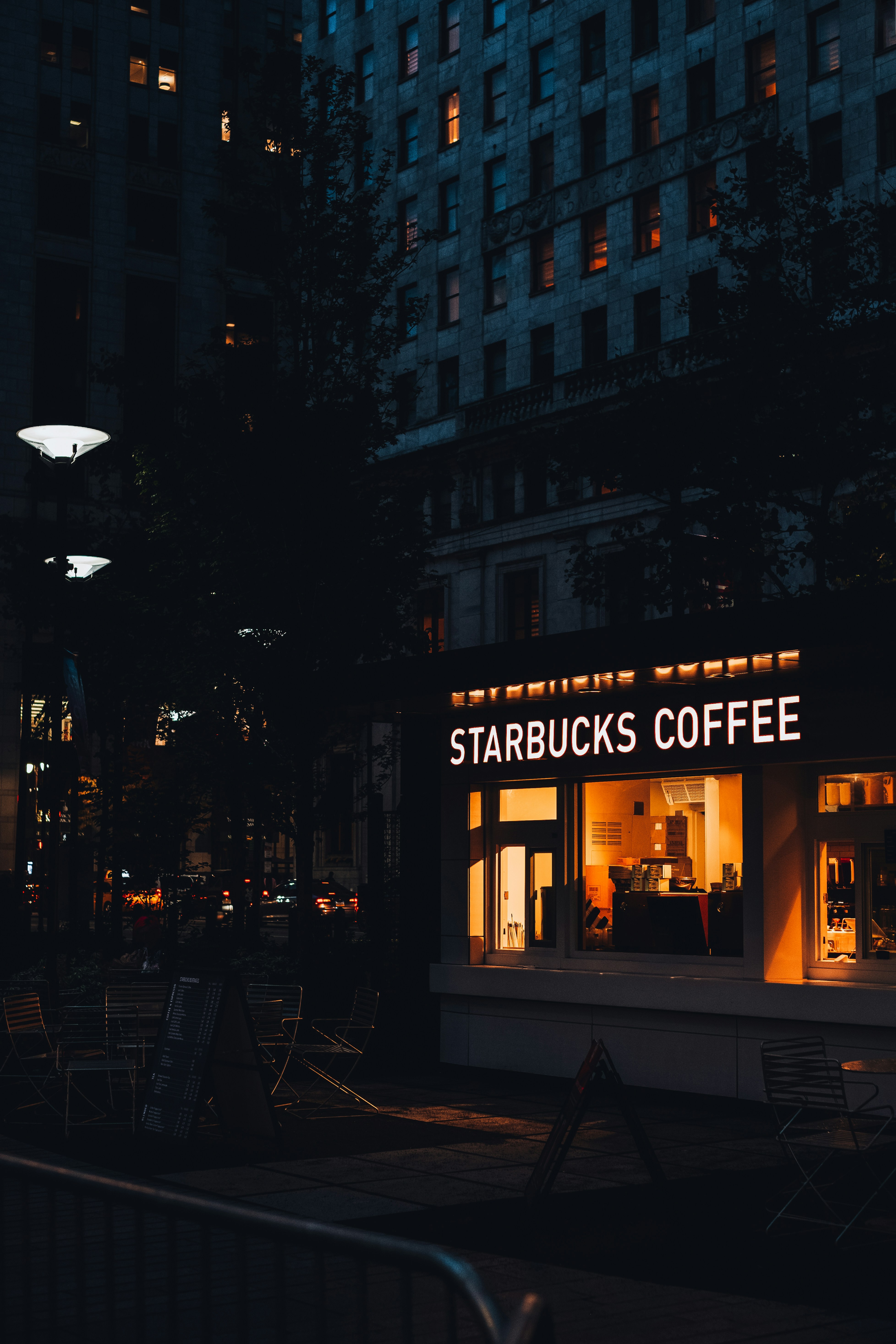 Midnight Glow at a Starbucks Corner