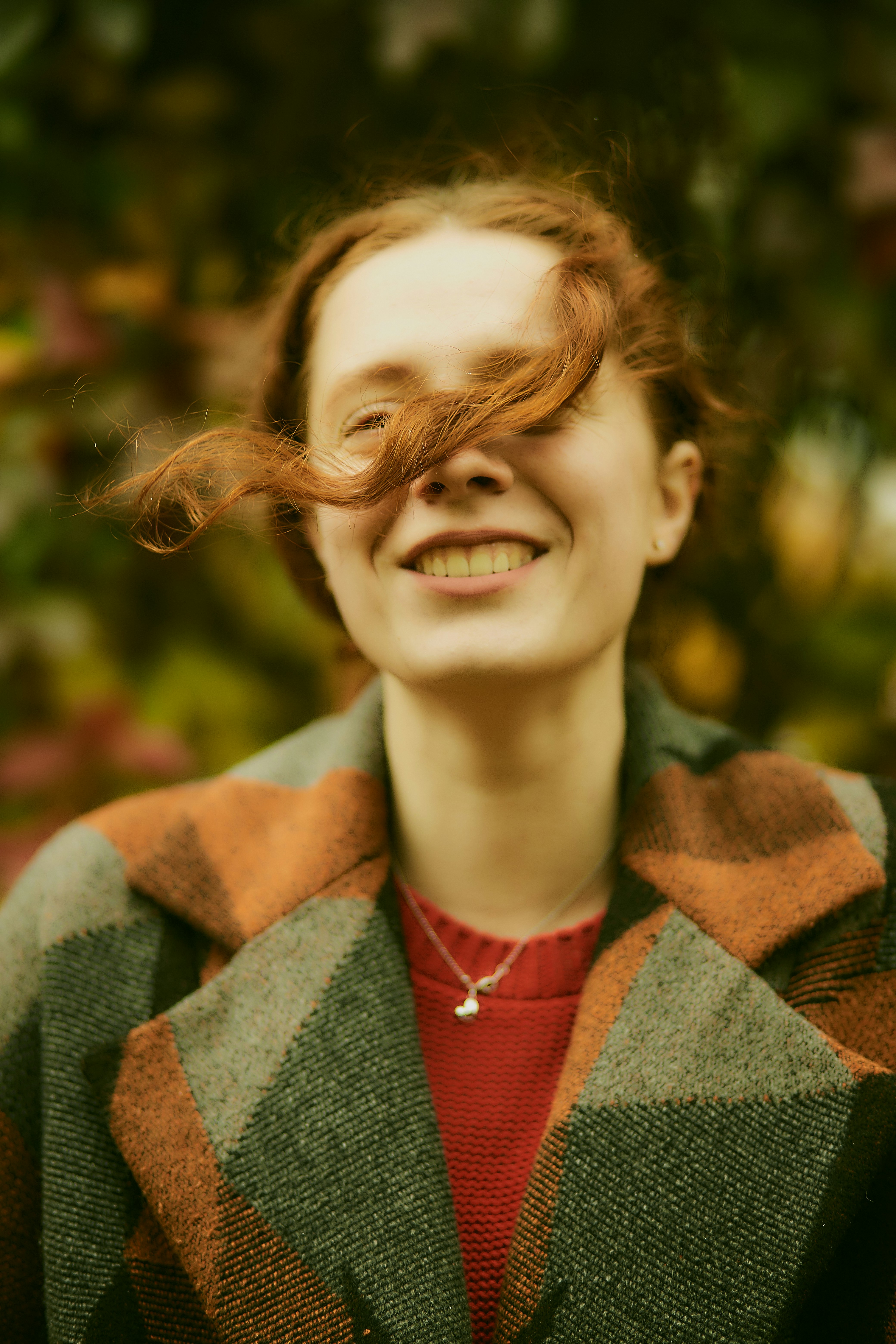 Wind-Kissed Smile in Autumn's Haze