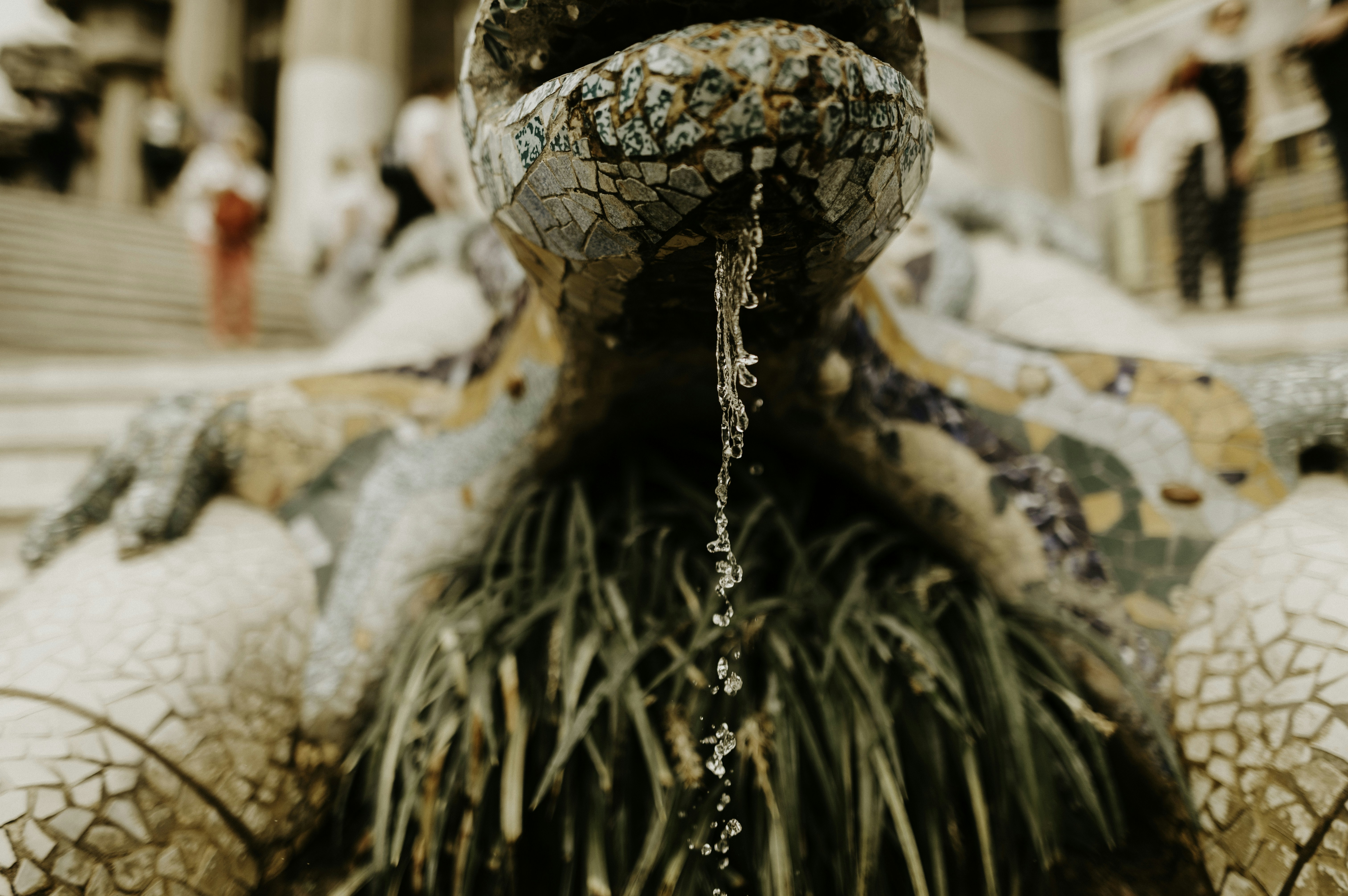 Fountain Dragon: Cracked Mosaic and Dripping Water