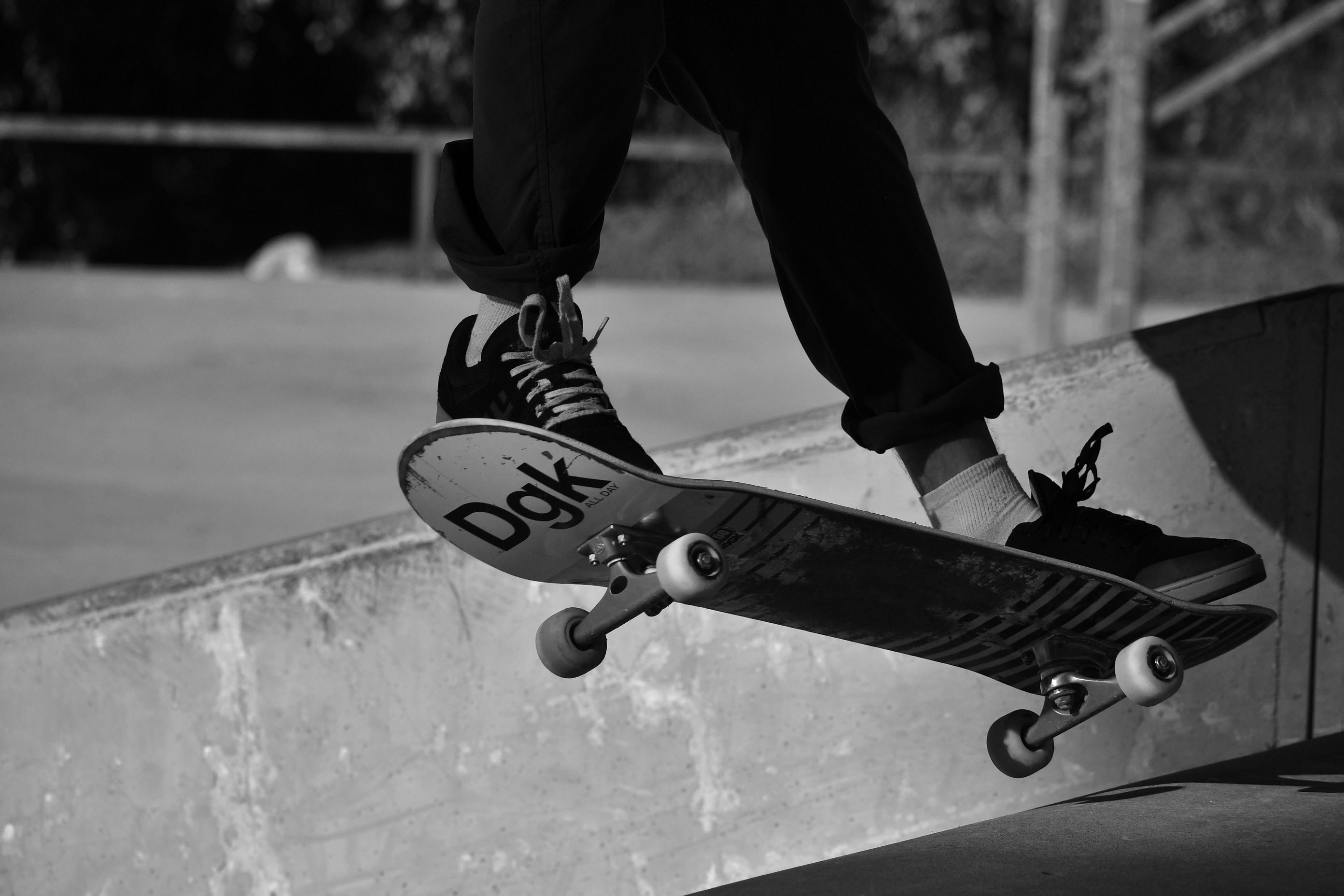 Grayscale photography of person skating on mid air photo – Free Grey ...